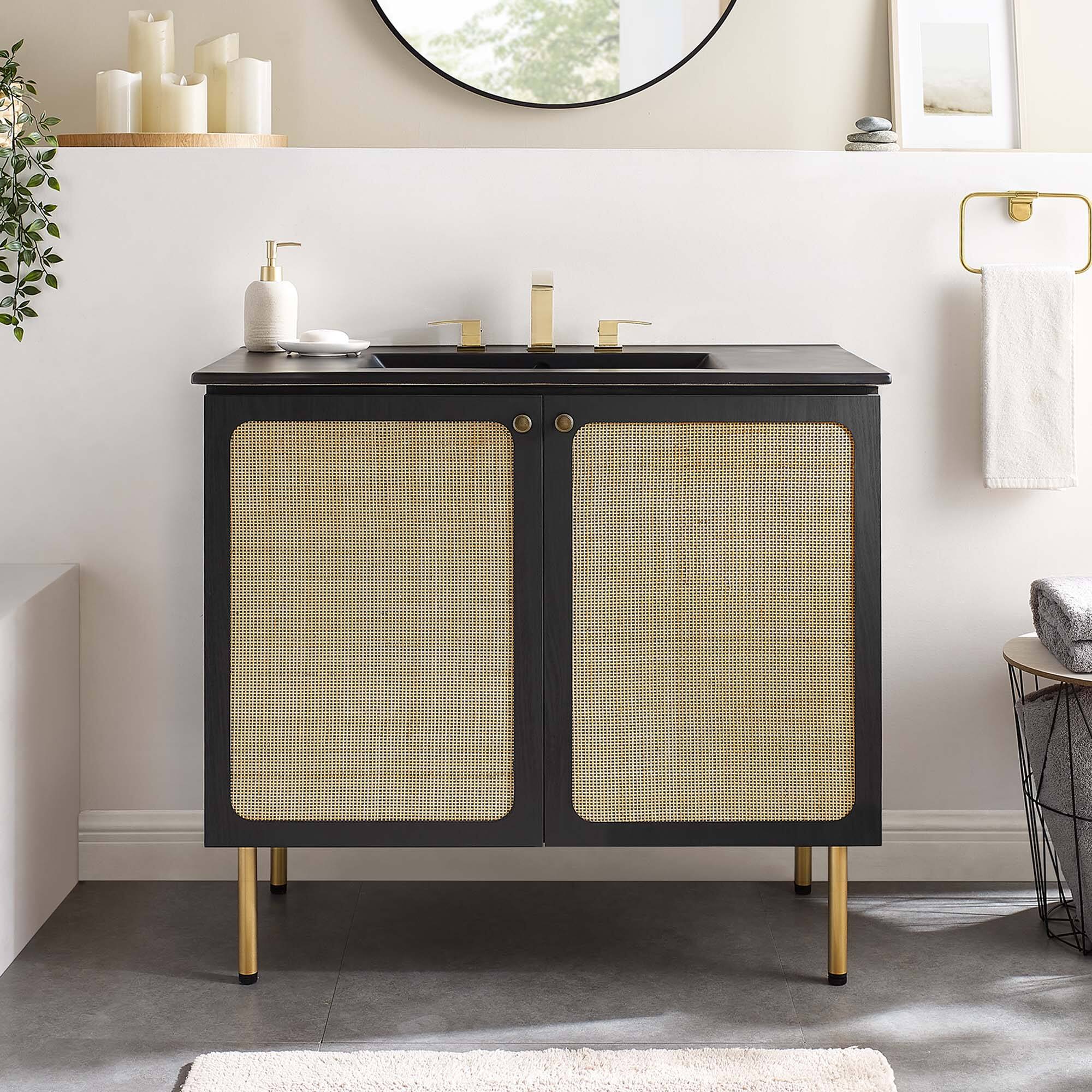 Chaucer Bathroom Vanity with Black Basin Included by Modway Black Black ...