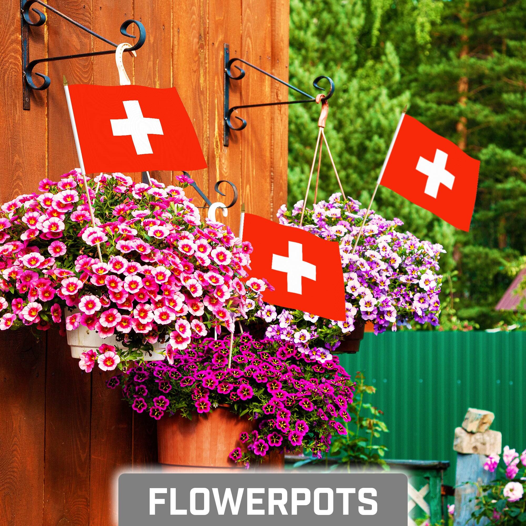 G128 24 Pack Handheld Switzerland Stick Flags, 8 x 12 in, 150D ...