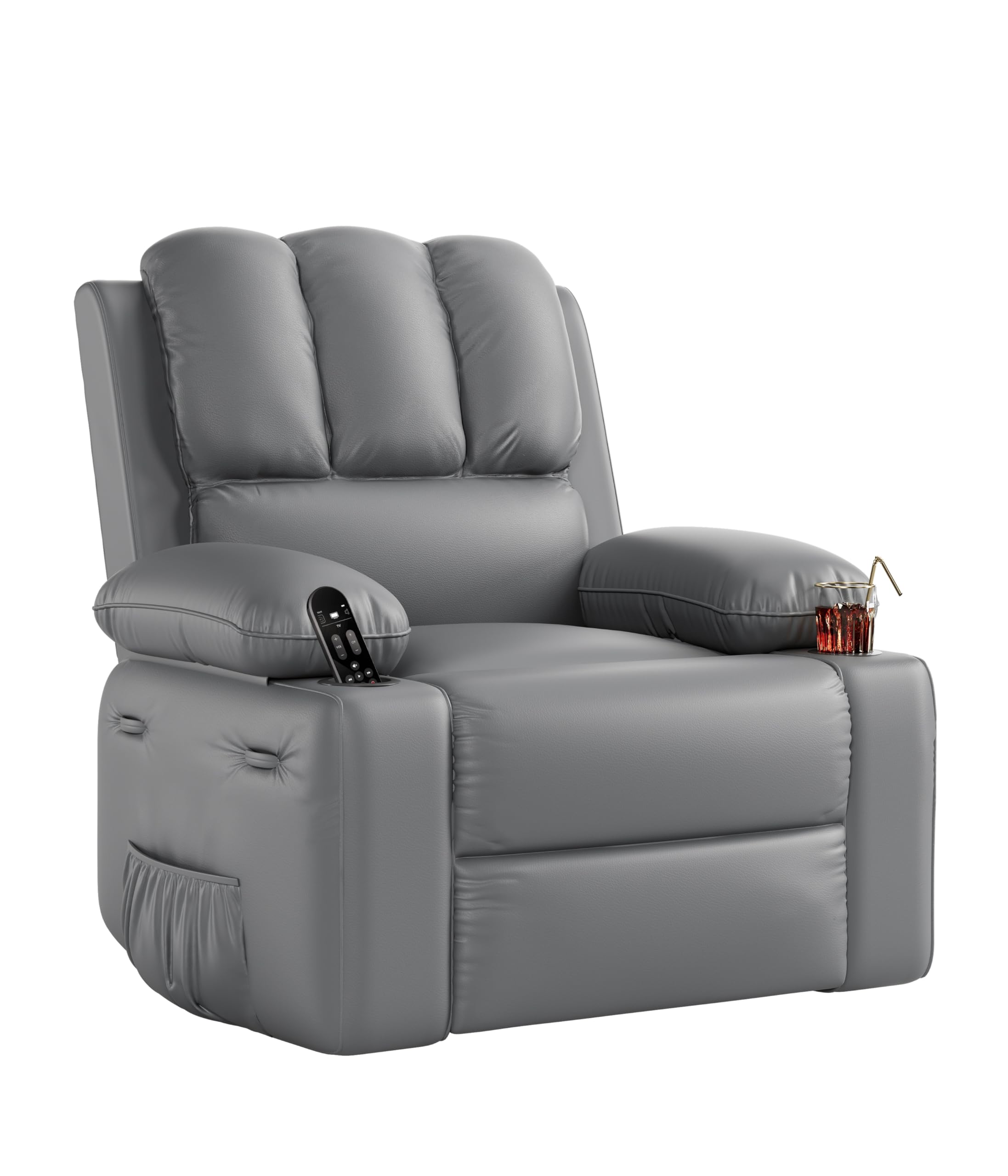 Jojoka 42" Wide Oversized PU Leather Recliner Chair, Manual Recliner ...