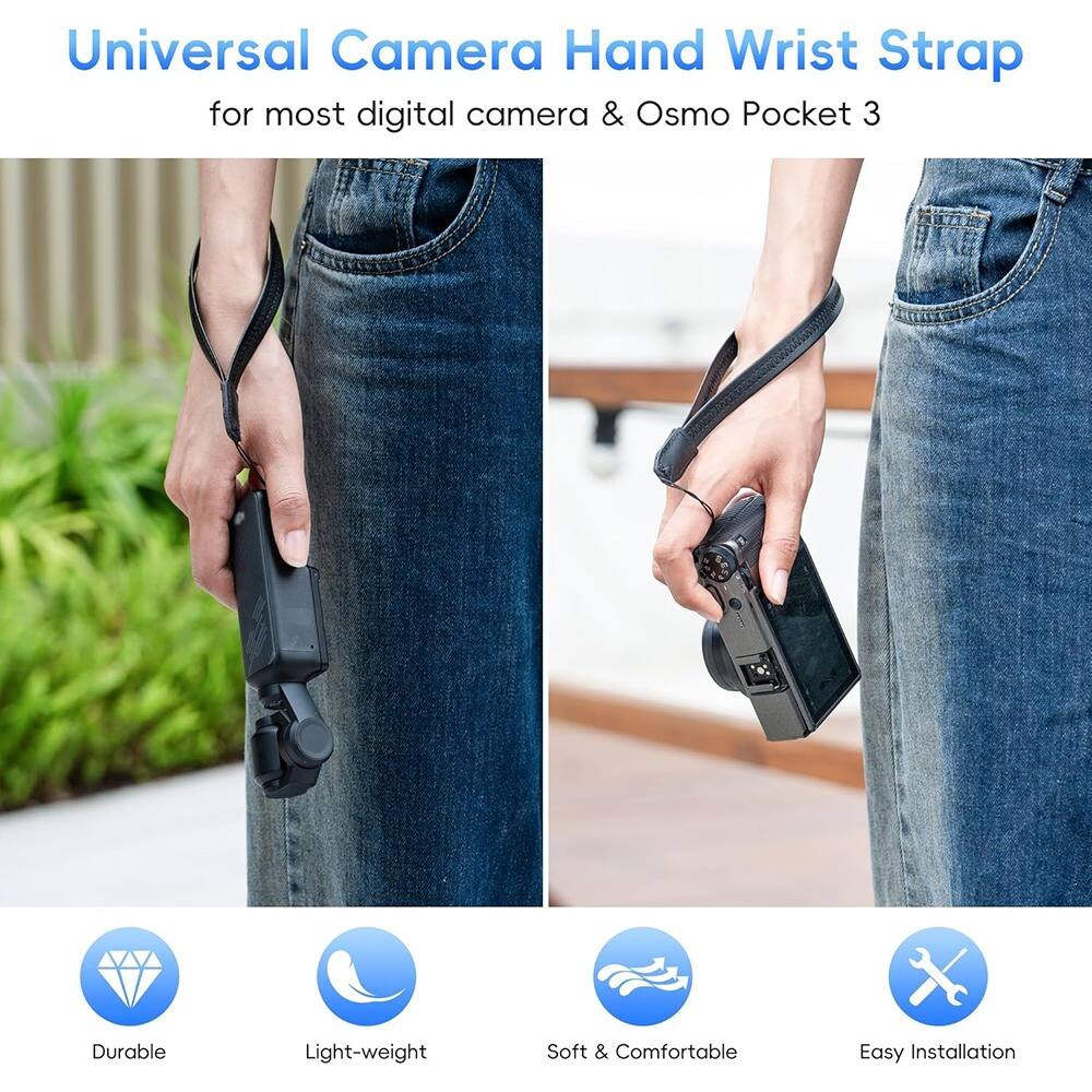Schertz 2 Pack PU Leather Camera Wrist Straps, Short Lightweight Hand ...