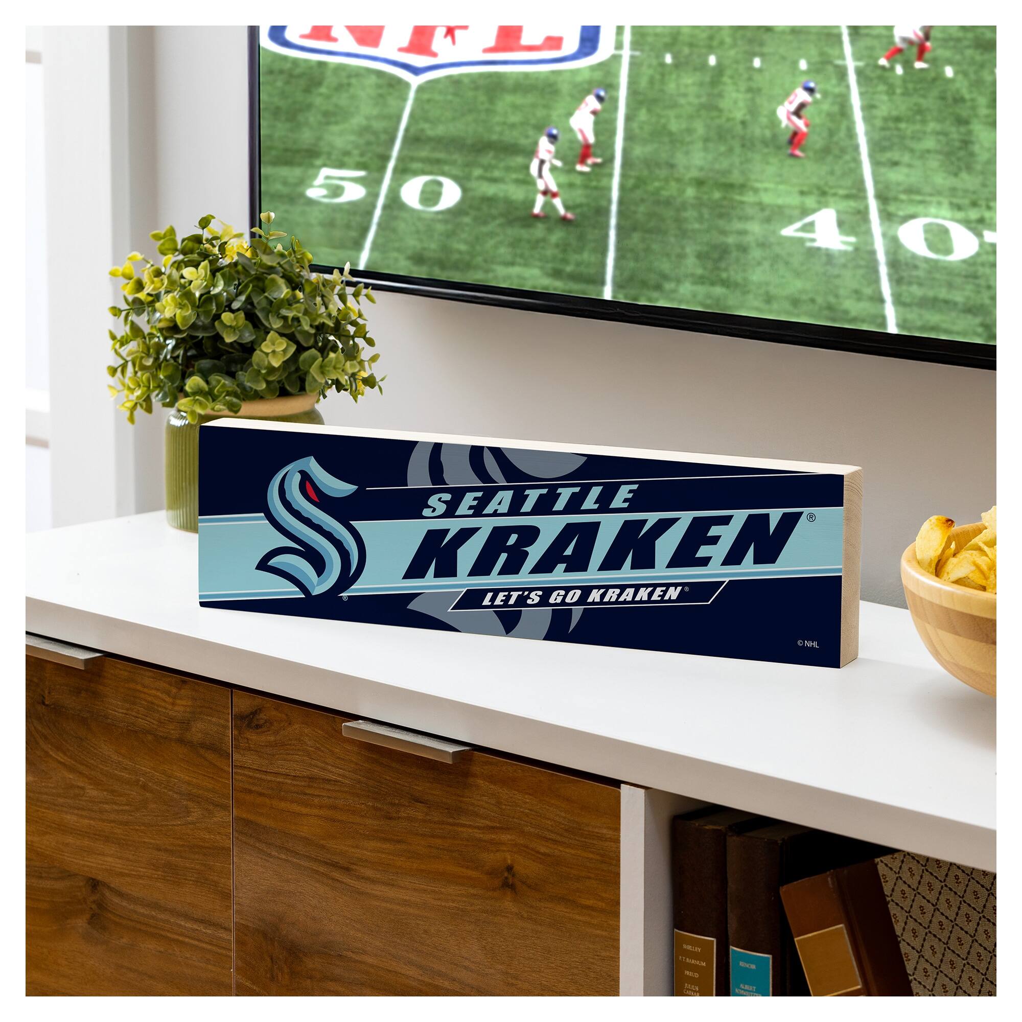 Evergreen Enterprises Seattle Kraken 5" x 18" Shadow Logo Wood Mantle ...
