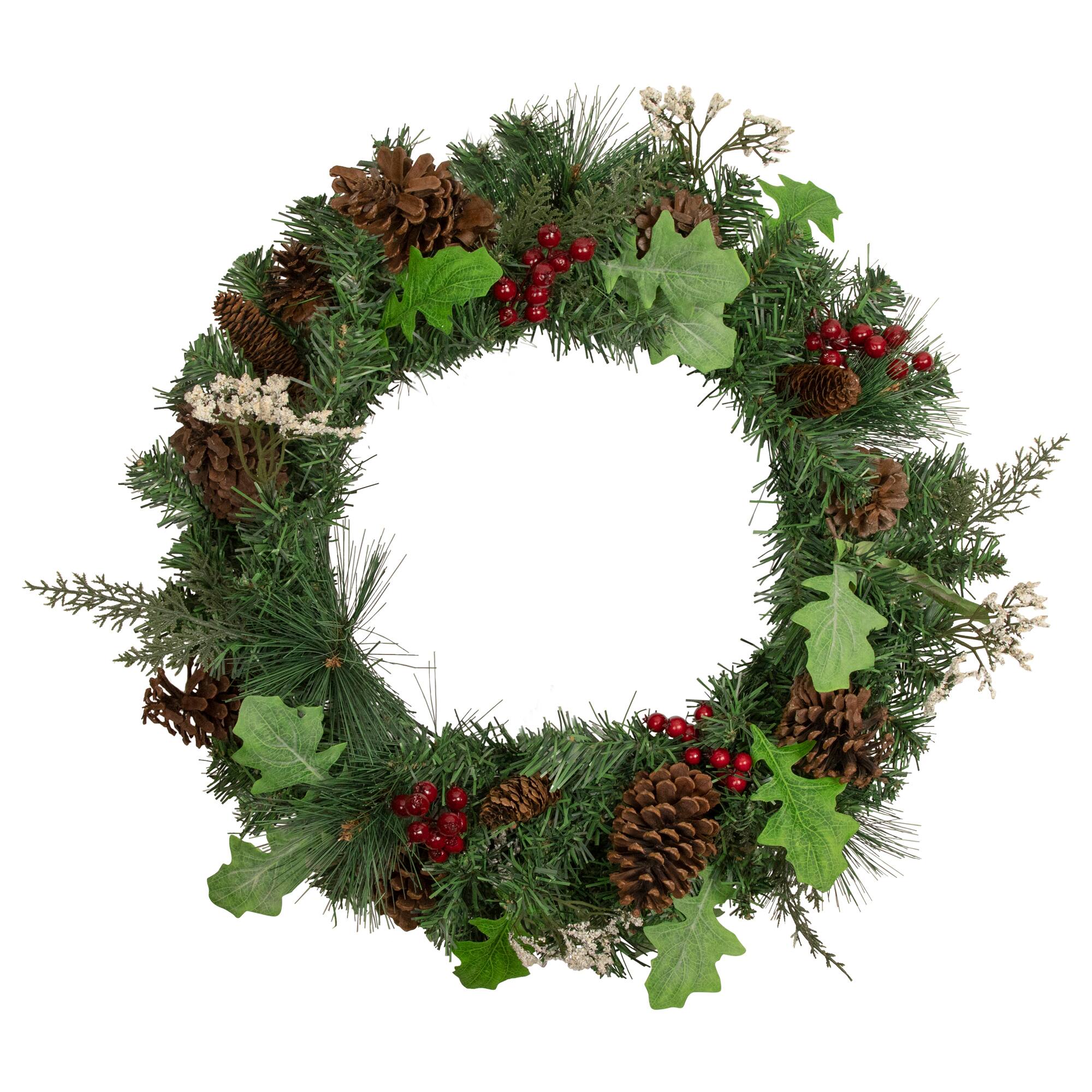 Northlight Decorated Natural Pine and Berry Artificial Christmas Wreath ...