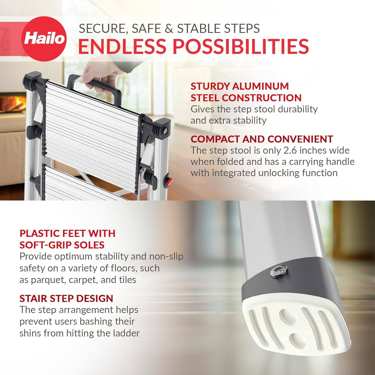 Hailo MK80 Mini Aluminum Step Stool Silver MK80 - Best Buy