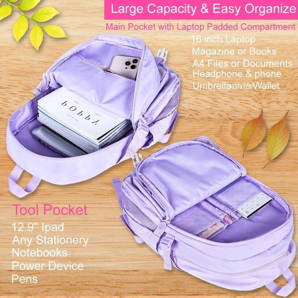 Cozy Serene Backpacks For 17" Water Resistant Aesthetic School Bag ...