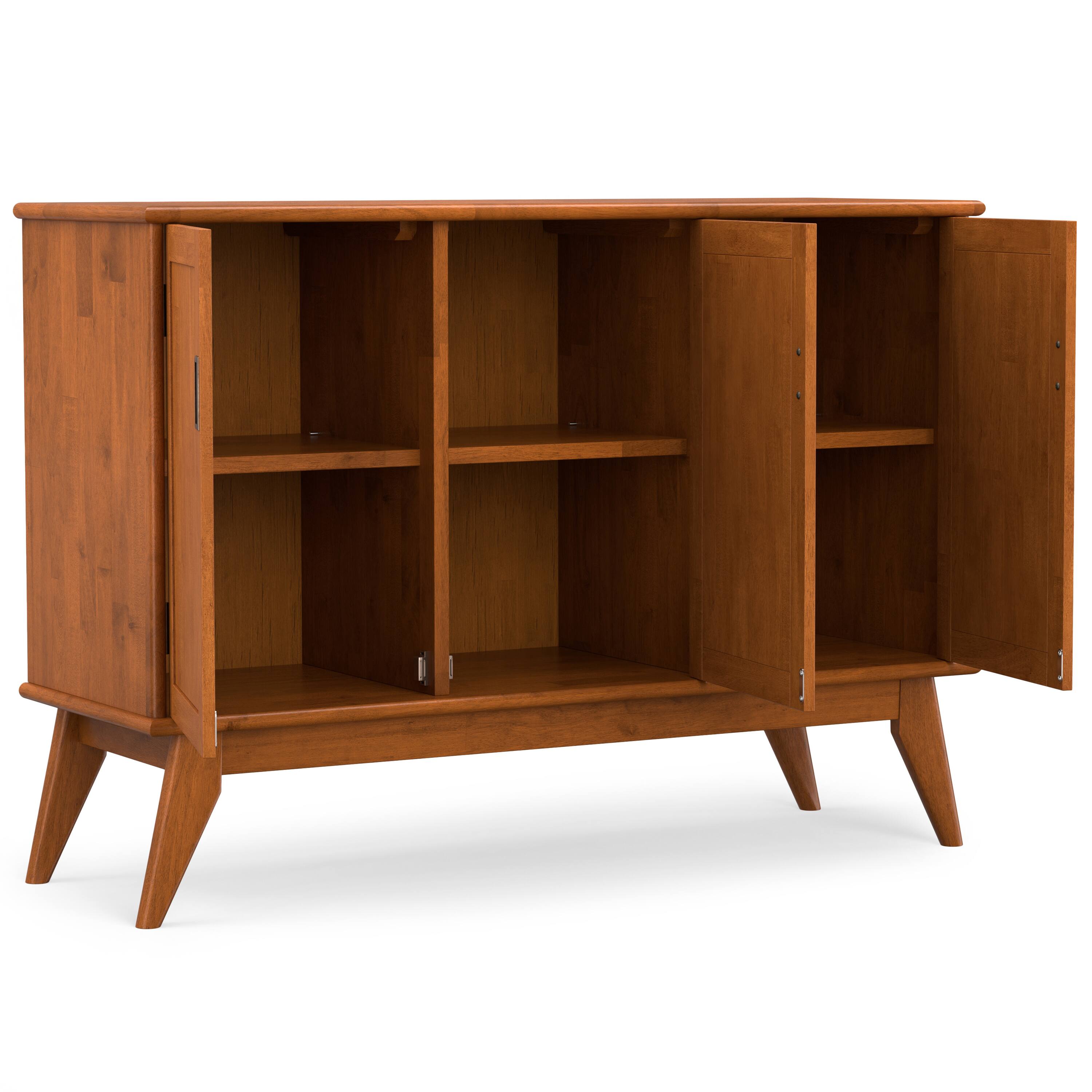 Simpli Home Draper SOLID HARDWOOD Mid Century 3 Door Sideboard Buffet ...