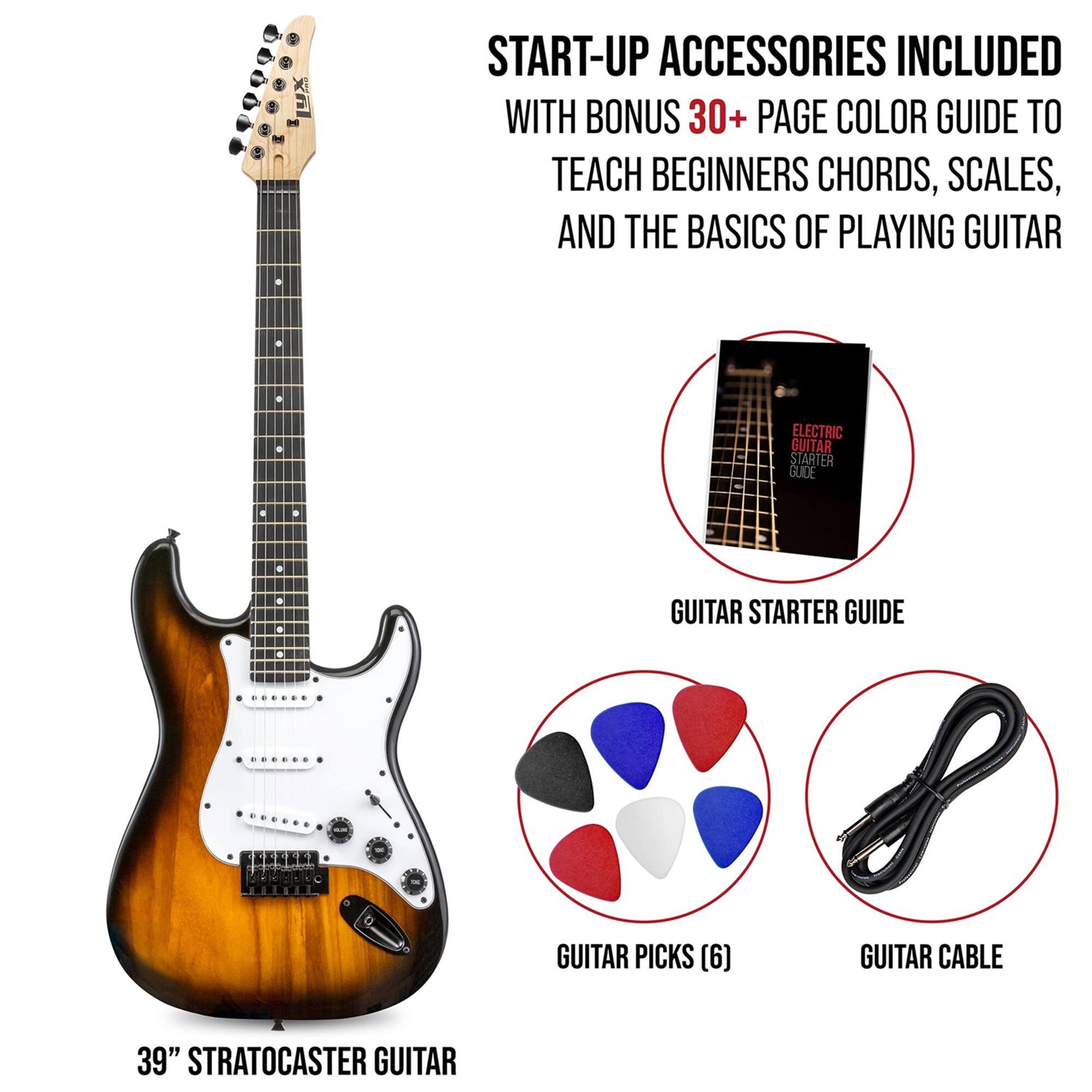 Lyxpro CS 39” Electric Guitar Kit for Beginner with Amp Cable, 6 Picks ...