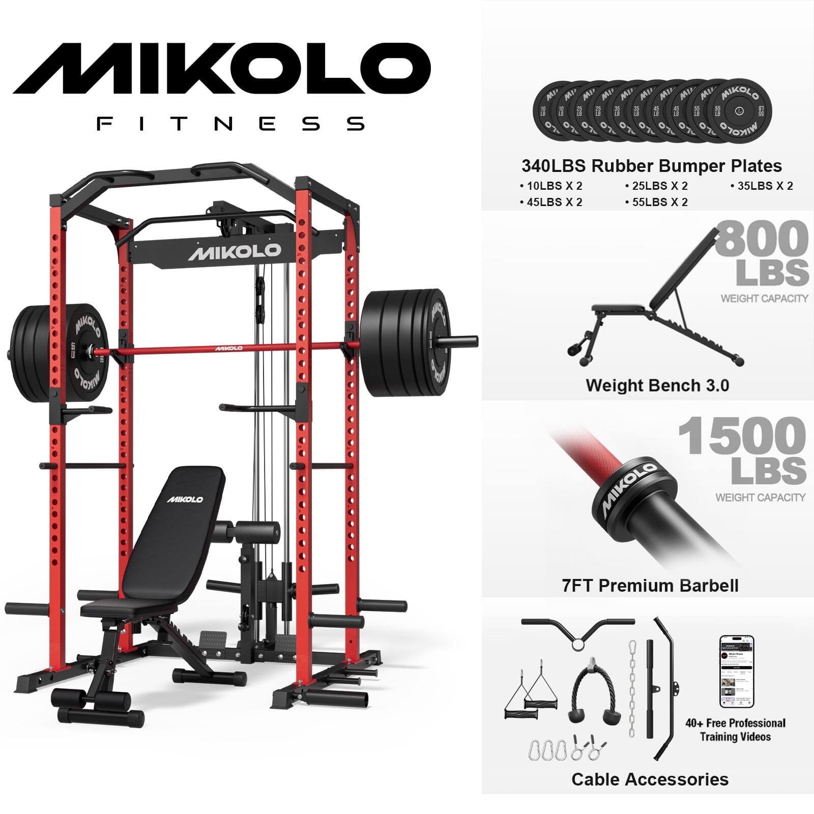 Mikolo Multi Functional Squat Rack with LAT Pulldown System Exercise ...