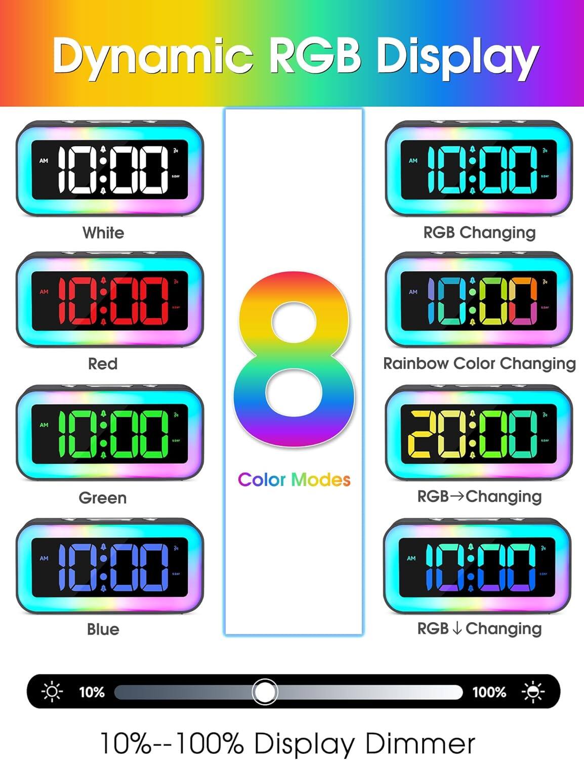 Stamp n Camp Cadmos Loud Alarm Clock for Bedrooms with Dynamic RGB ...
