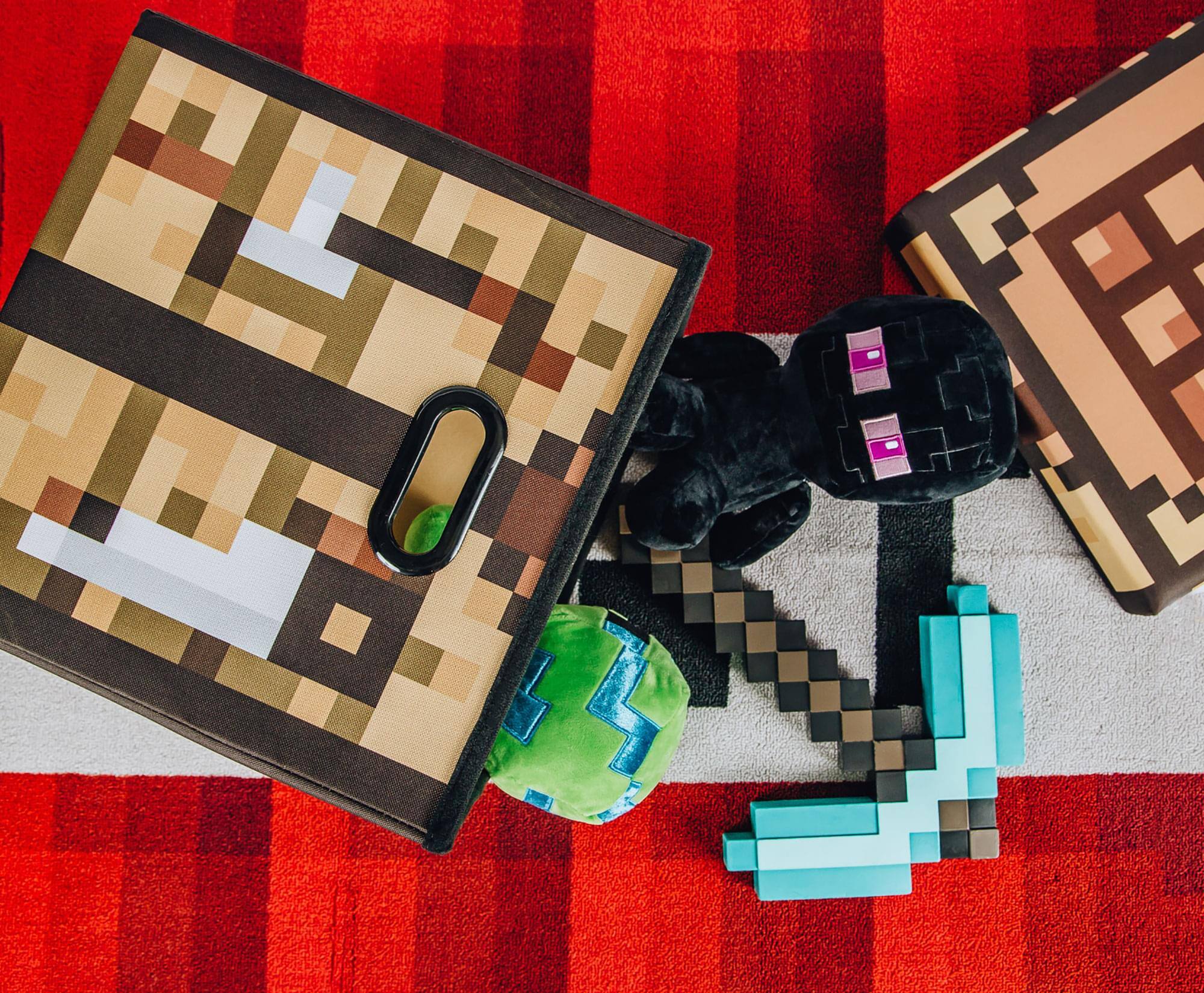 Ukonic Minecraft Crafting Table Storage Bin Cube Organizer with Lid ...