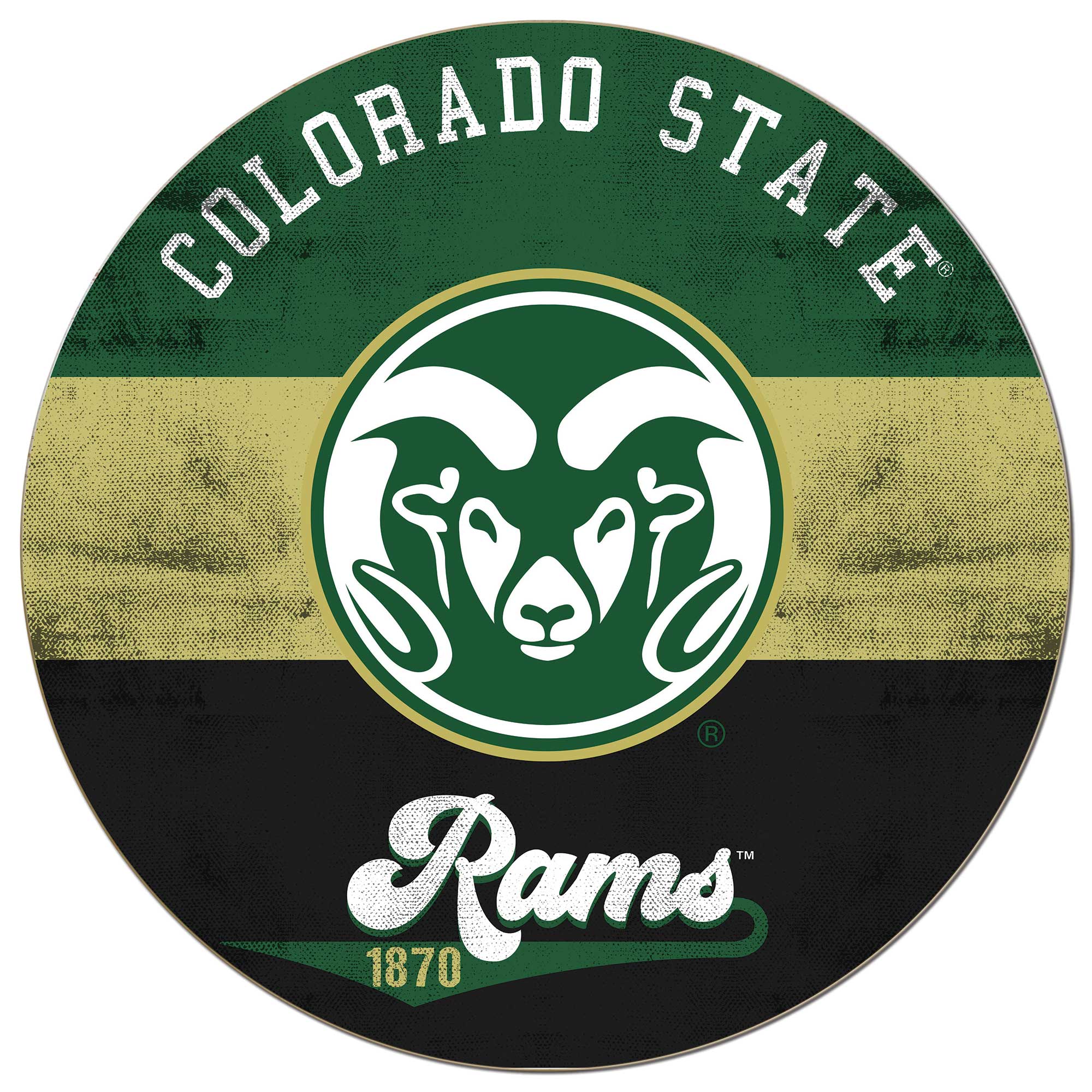 Jardine Colorado State Rams 20'' x 20'' Retro Logo Circle Sign Green ...