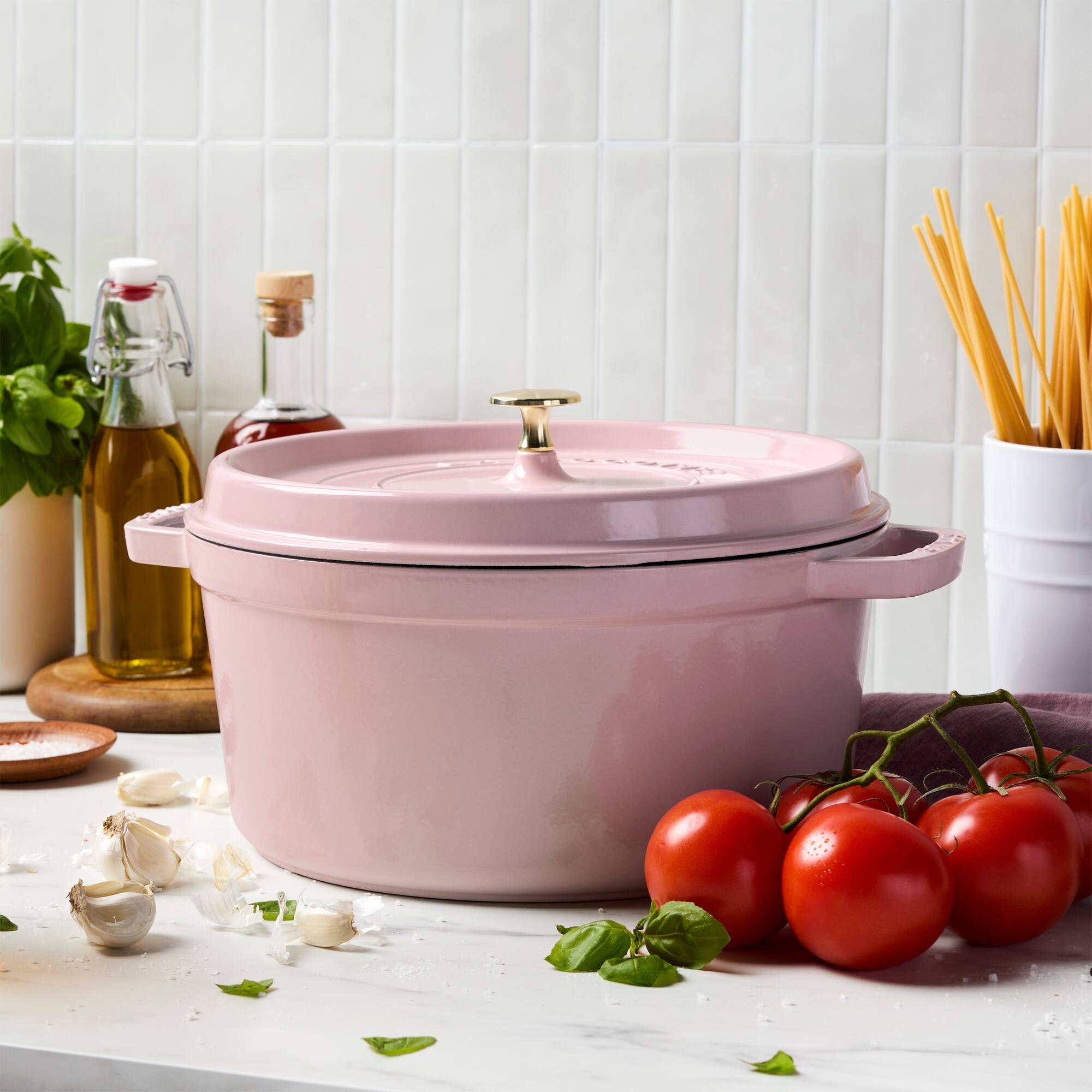 Staub Cast Iron Round Cocotte 7 quart Peony Pink Pink Peony 1032957 ...