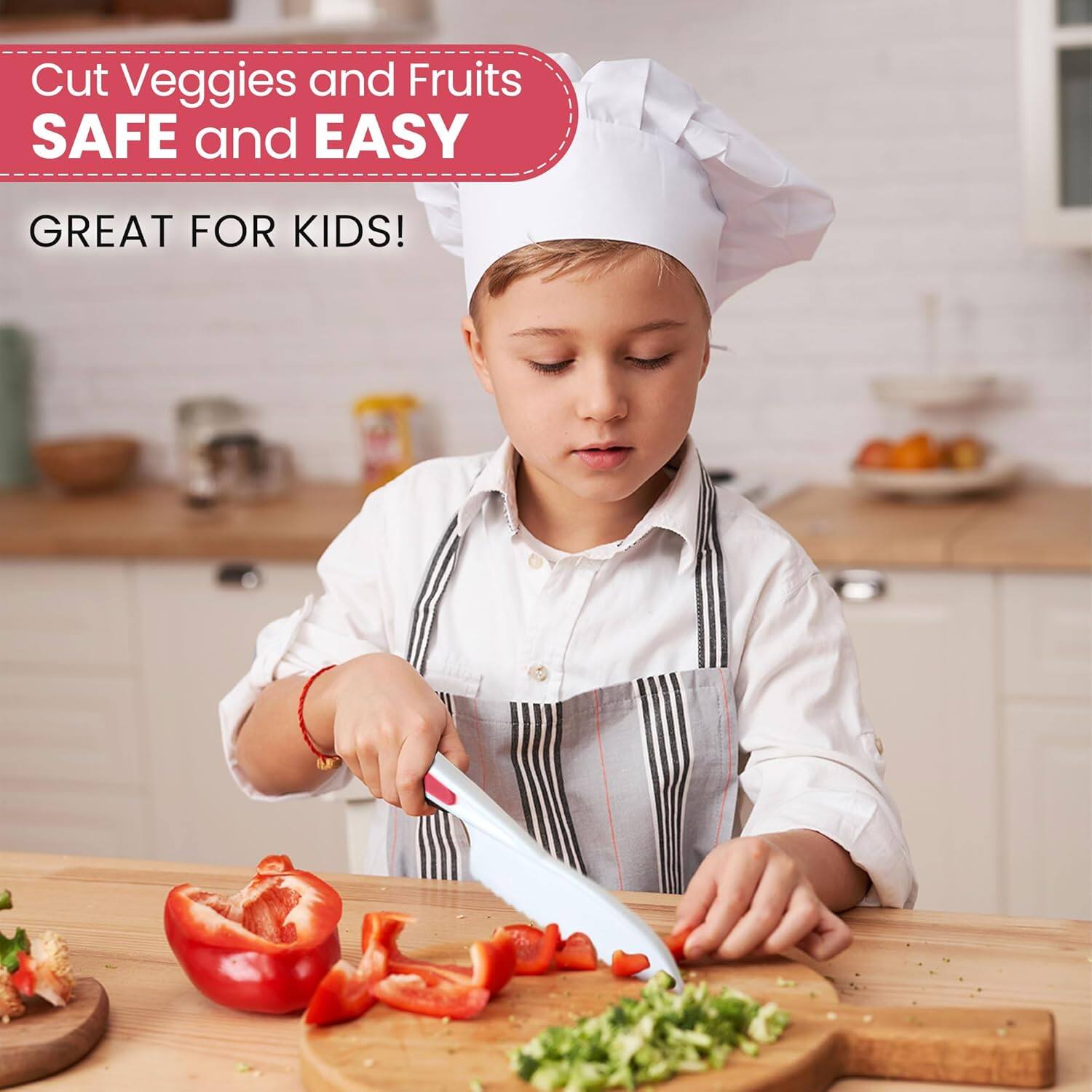 Zulay Kitchen 3 Piece Kids Knife Set for Real Cooking & Baking For ...