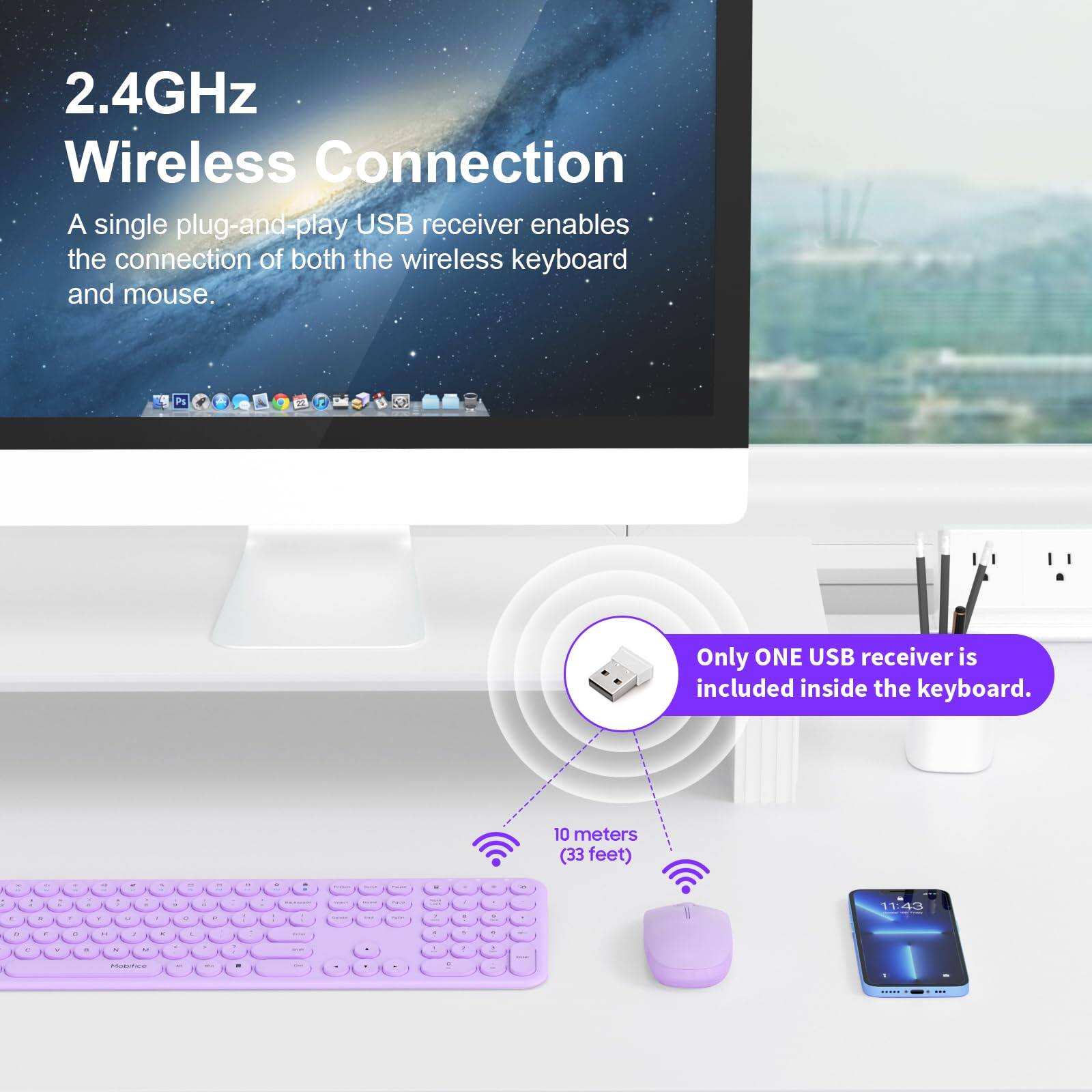 COTTAGE Cute And Mouse Combo Slim 2 4ghz Usb Cordless Full Size Silent ...