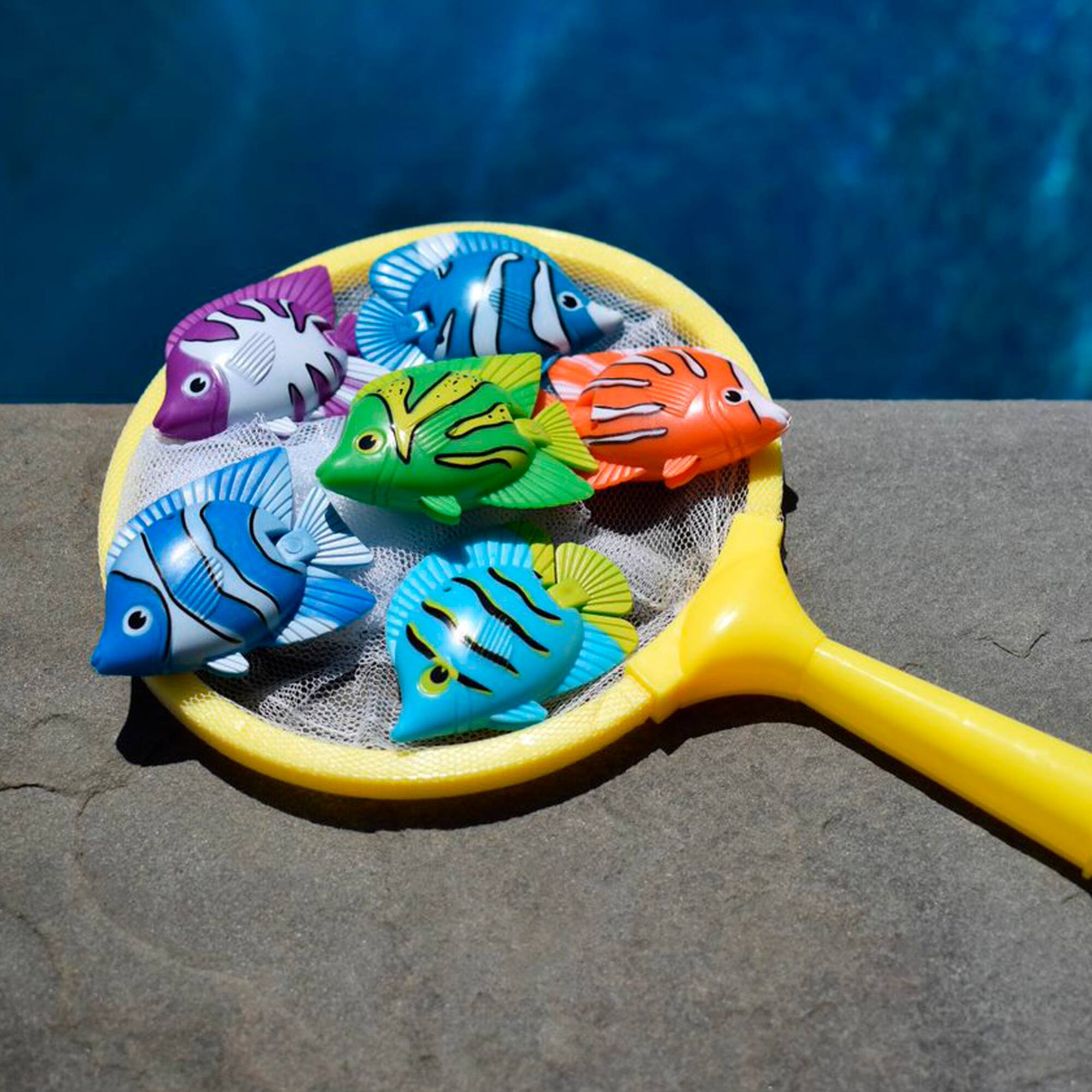 Pool Central Colorful Weighted Fish Catching Water Game 9" Yellow ...
