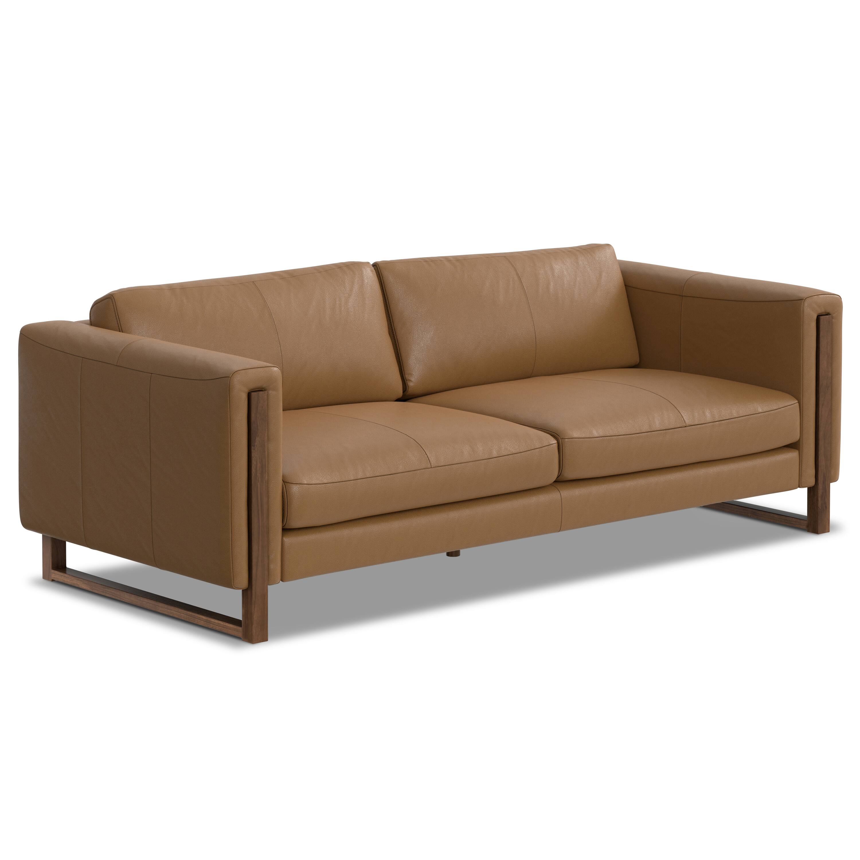 Simpli Home Richard Modern Contemporary 83 inch Wide Sofa in Butternut ...