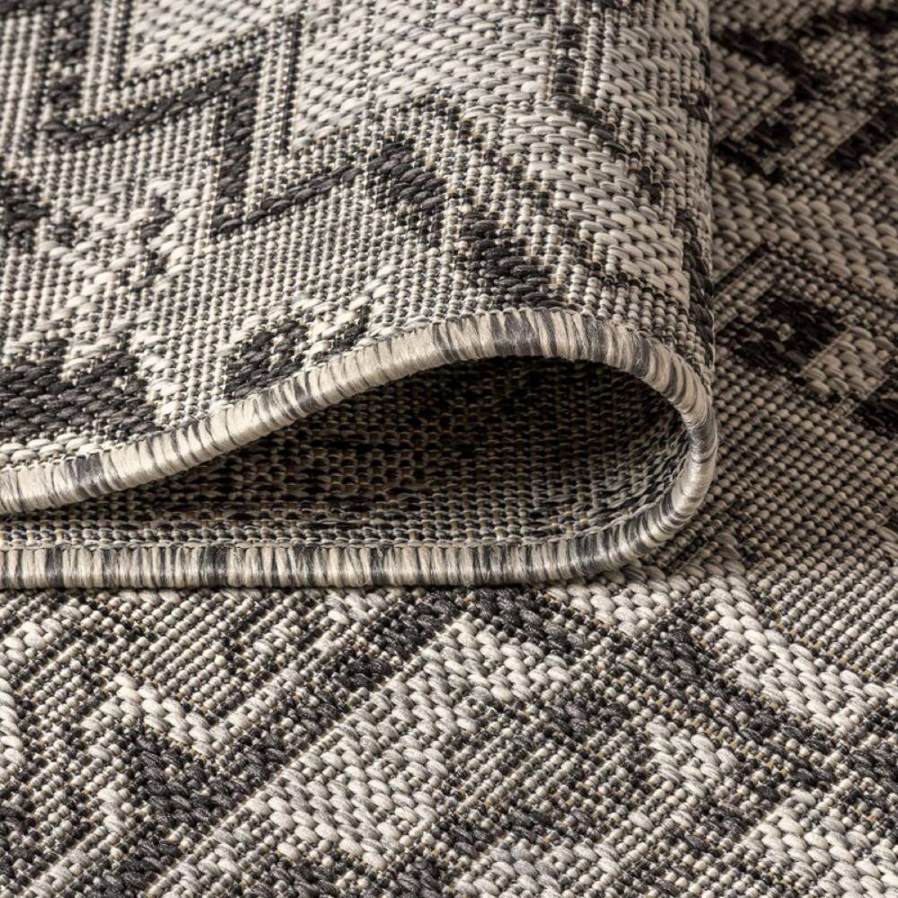 Stylel Star Textured Bohemian Medallion Outdoor Rug Black FA1437 - Best Buy