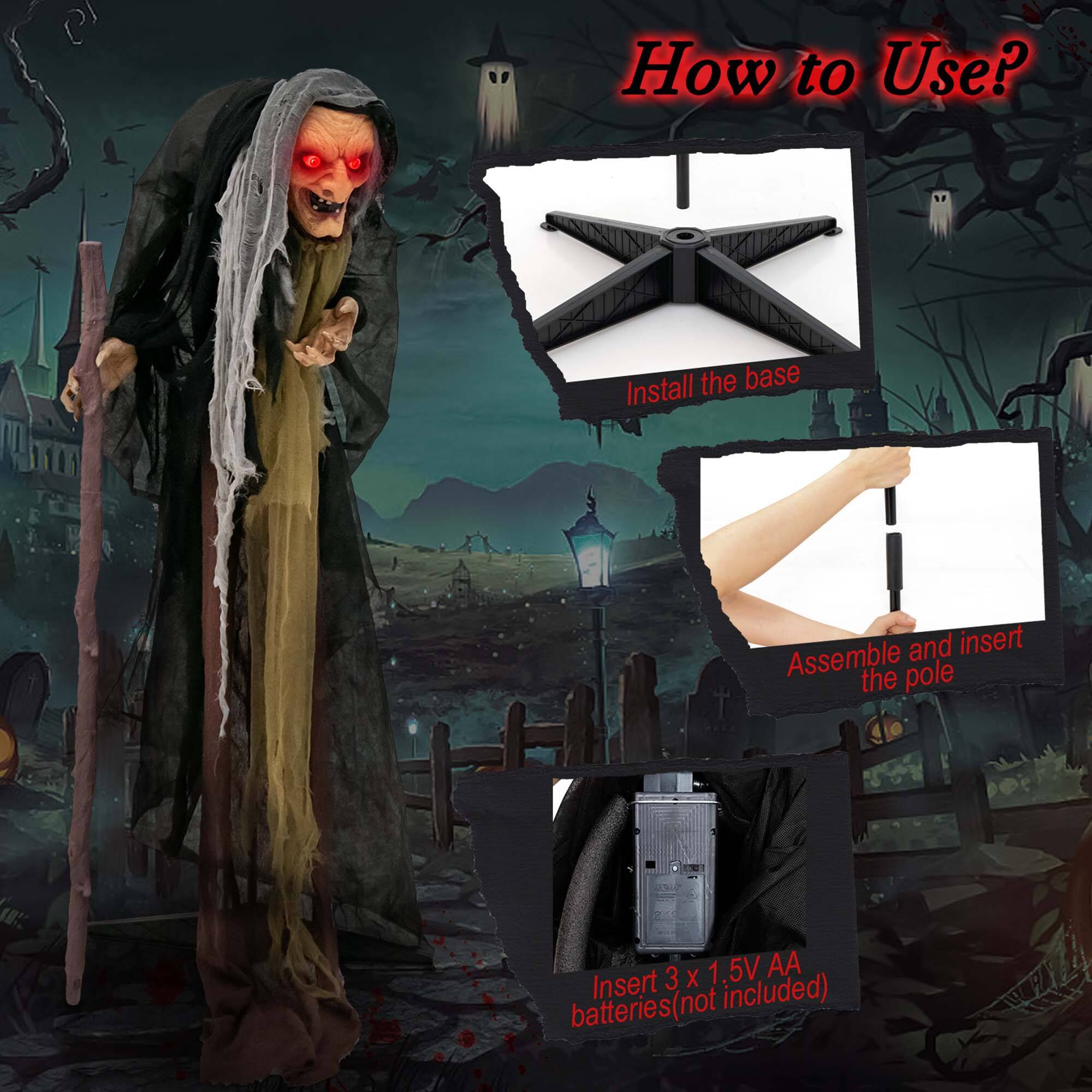 Costway 5 FT Halloween Animated Standing Witch Life Size Decoration ...