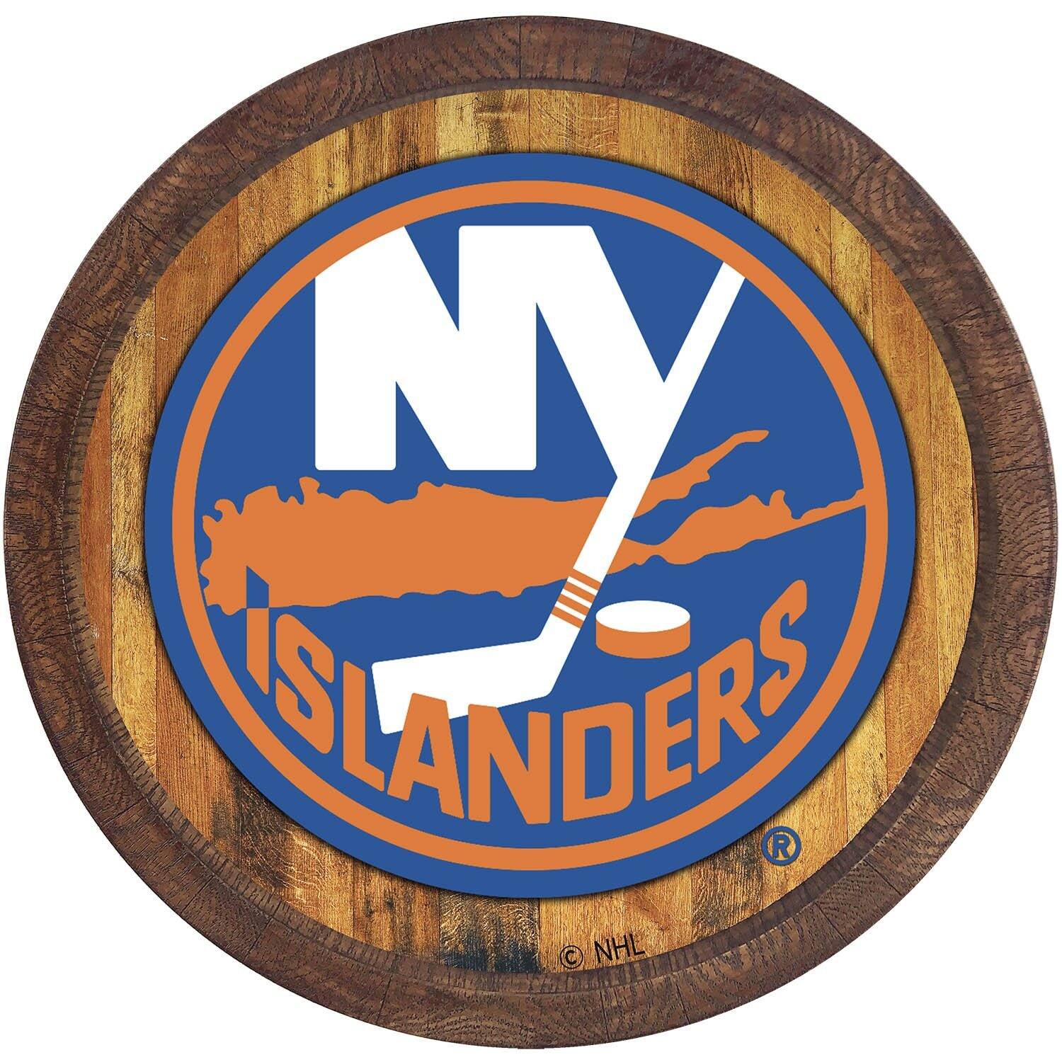 The Fan Brand New York Islanders 21'' x 21'' Color Logo Faux Barrel Top ...