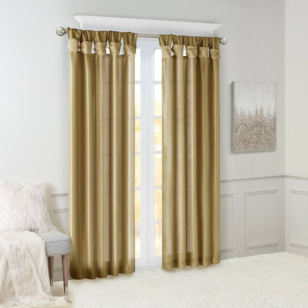 BreeBe Twist Tab Lined Window Curtain Panel 50x95' Bronze B035100453 ...