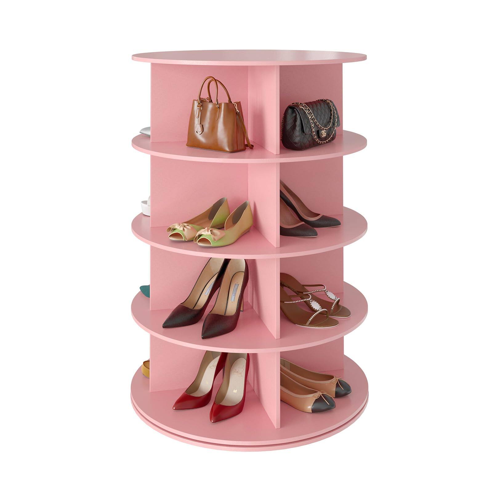 Hanke Rotating Shoe Rack Tower Spinning Display Lazy Susan Revolving 360 Storage Round Carousel ...