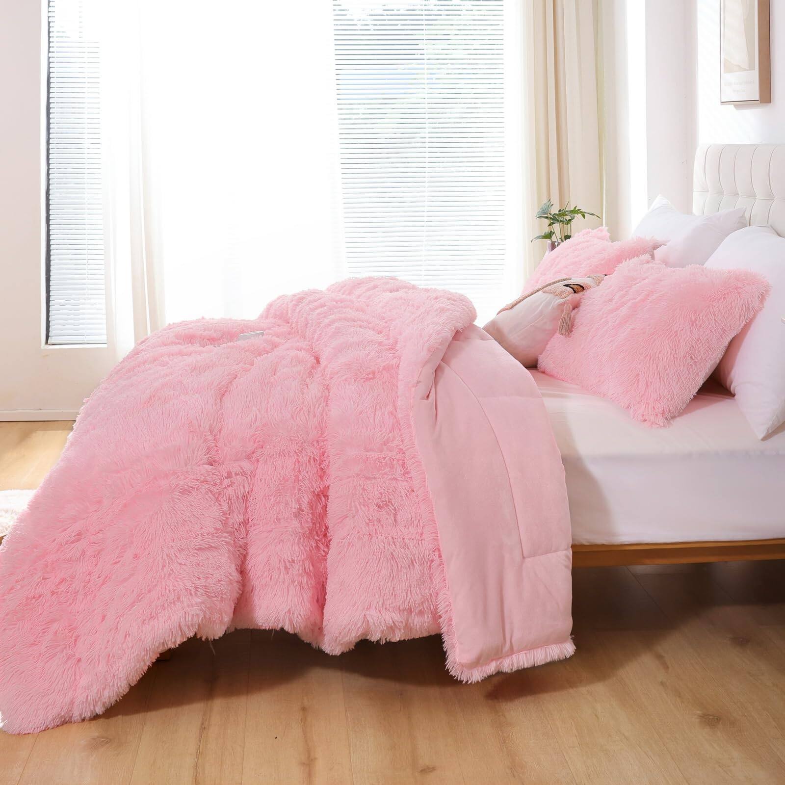 NICHOLAS KLEIN Fluffy Queen Comforter Set Faux Fuzzy Bedding Soft ...