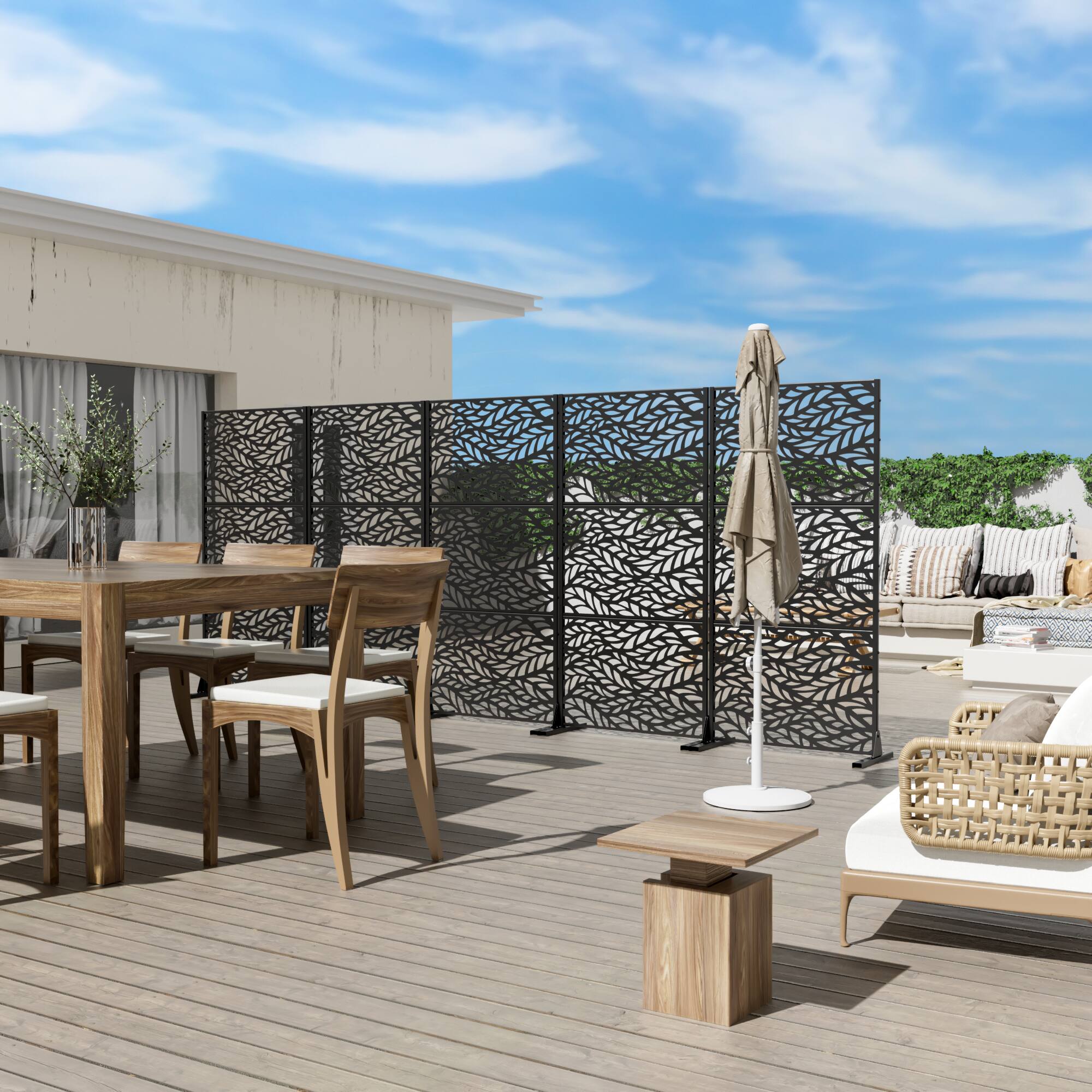 PexFix 72 in. x 35 in. Spring Pattern Metal Outdoor Privacy Screen ...