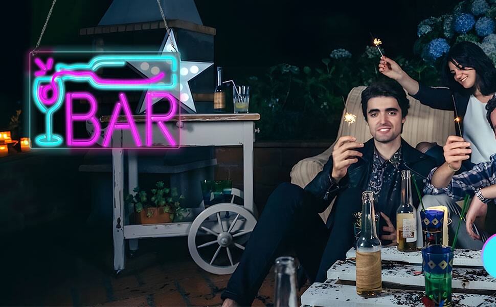 Auledio Neon Sign Acrylic LED Bar Lights, USB Powered, 15.75x10.26 ...