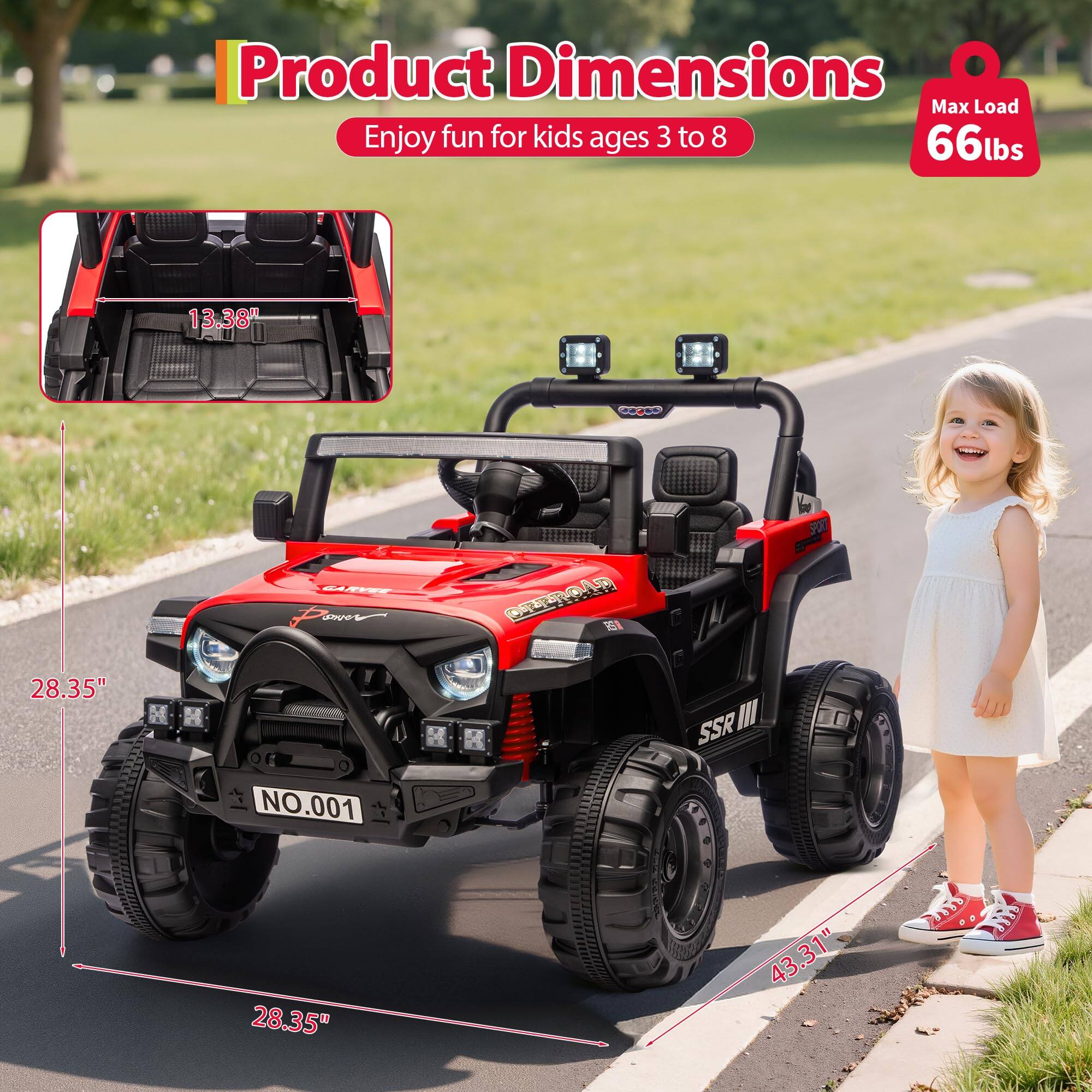Babevy 12V Kids Ride On Truck, Remote, Spring Suspension, Bluetooth ...