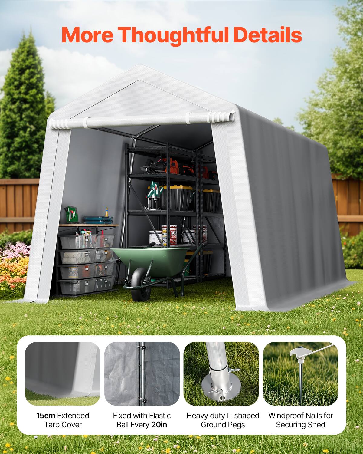 VEVOR Outdoor Storage Shed, 8 x 14 ft Portable Tent with Roll up Door ...