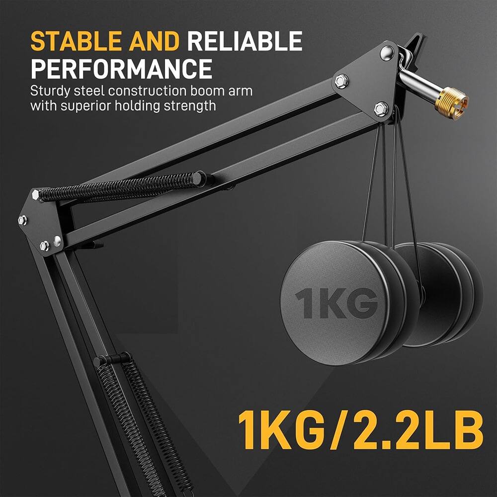 PARKER SLATER Boom Arm Microphone Stand: Adjustable Metal Suspension ...