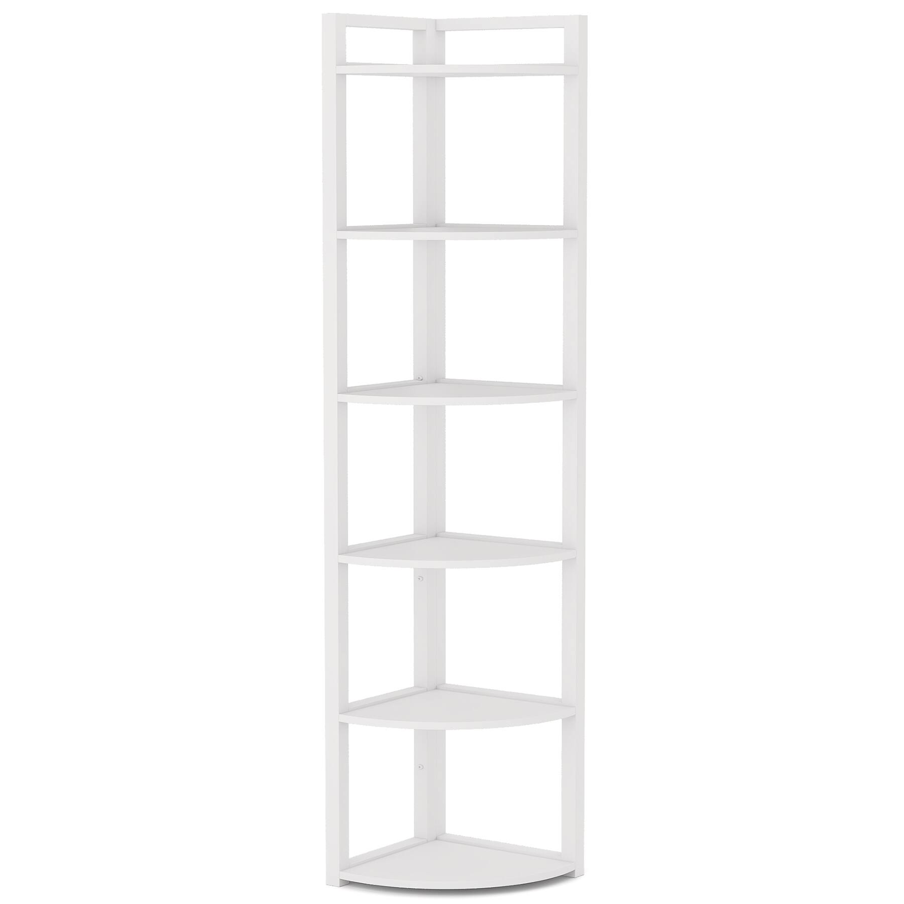 TinyHomie 70.87in Tall 6 Tier Corner Bookshelf Storage Shelf for Living ...