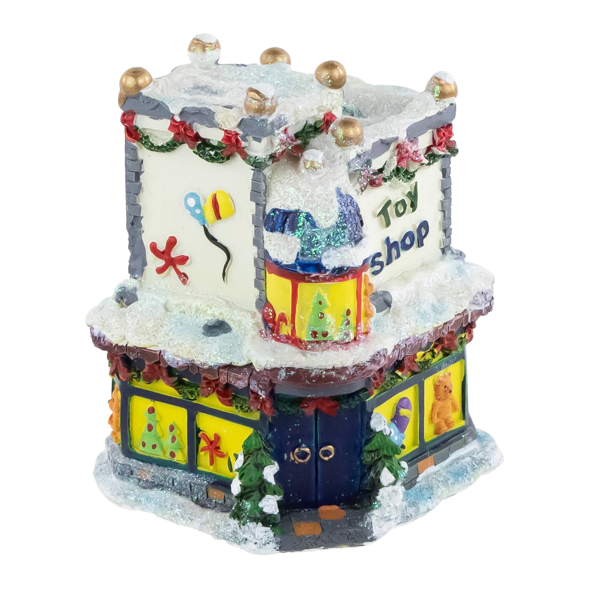 Northlight Glittered Snowy Toy Shop Christmas Village Building 4" White ...