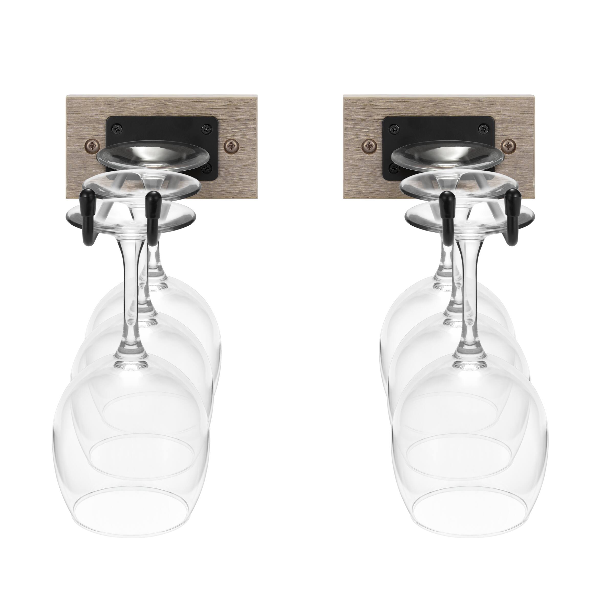 Sorbus Wall Mounted Wine Rack + Stemware Rack Set Wire & Wood Wine Rack ...