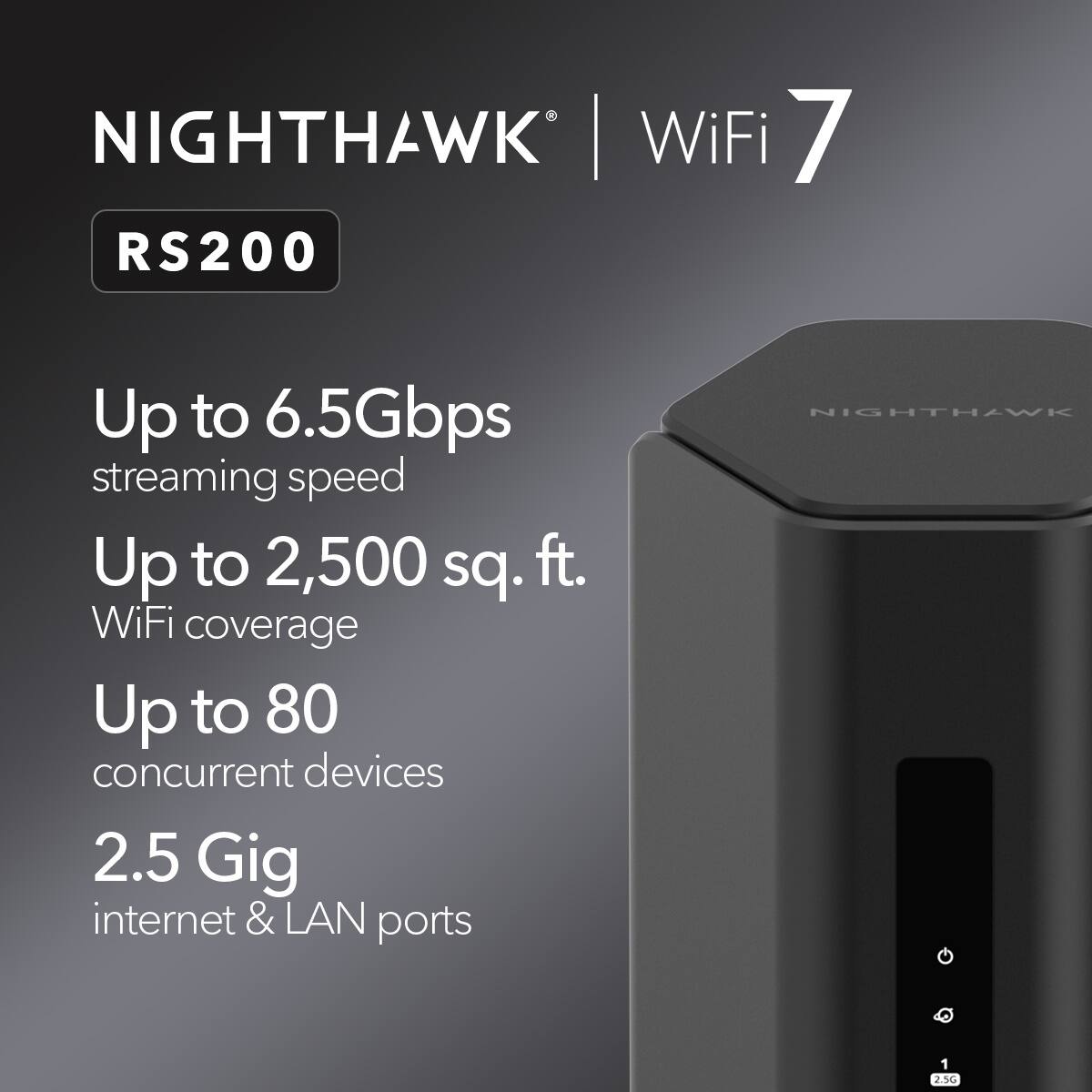 NETGEAR Nighthawk BE6500 Dual Band Wi Fi 7 Router Black RS200-100NAS ...