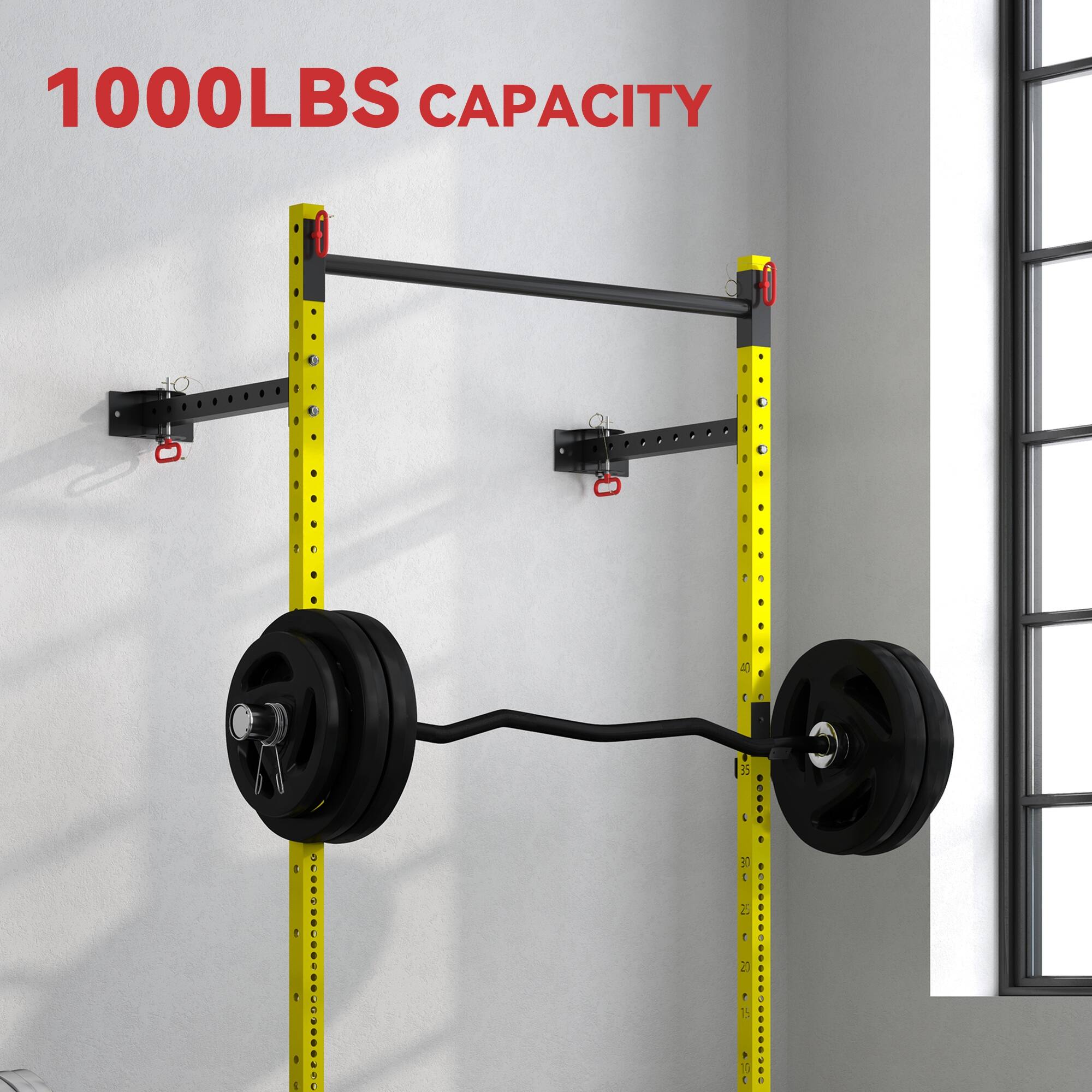 Soozier Folding Squat Rack with Adjustable Pull Up Bar, 1000 Pounds ...