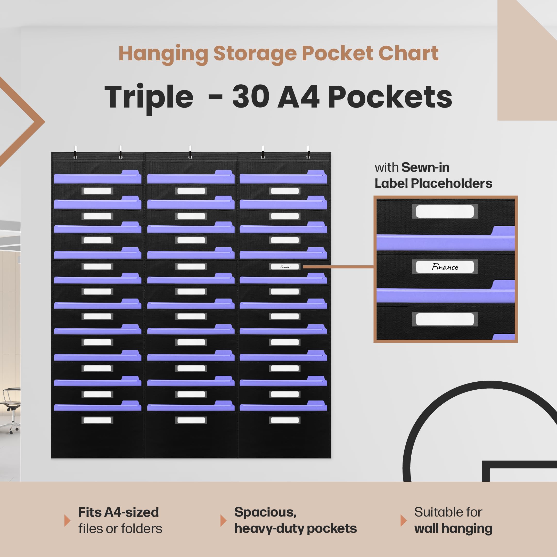 Dapper Styles Heavy Duty Storage Pocket Chart For Classroom 30 ...