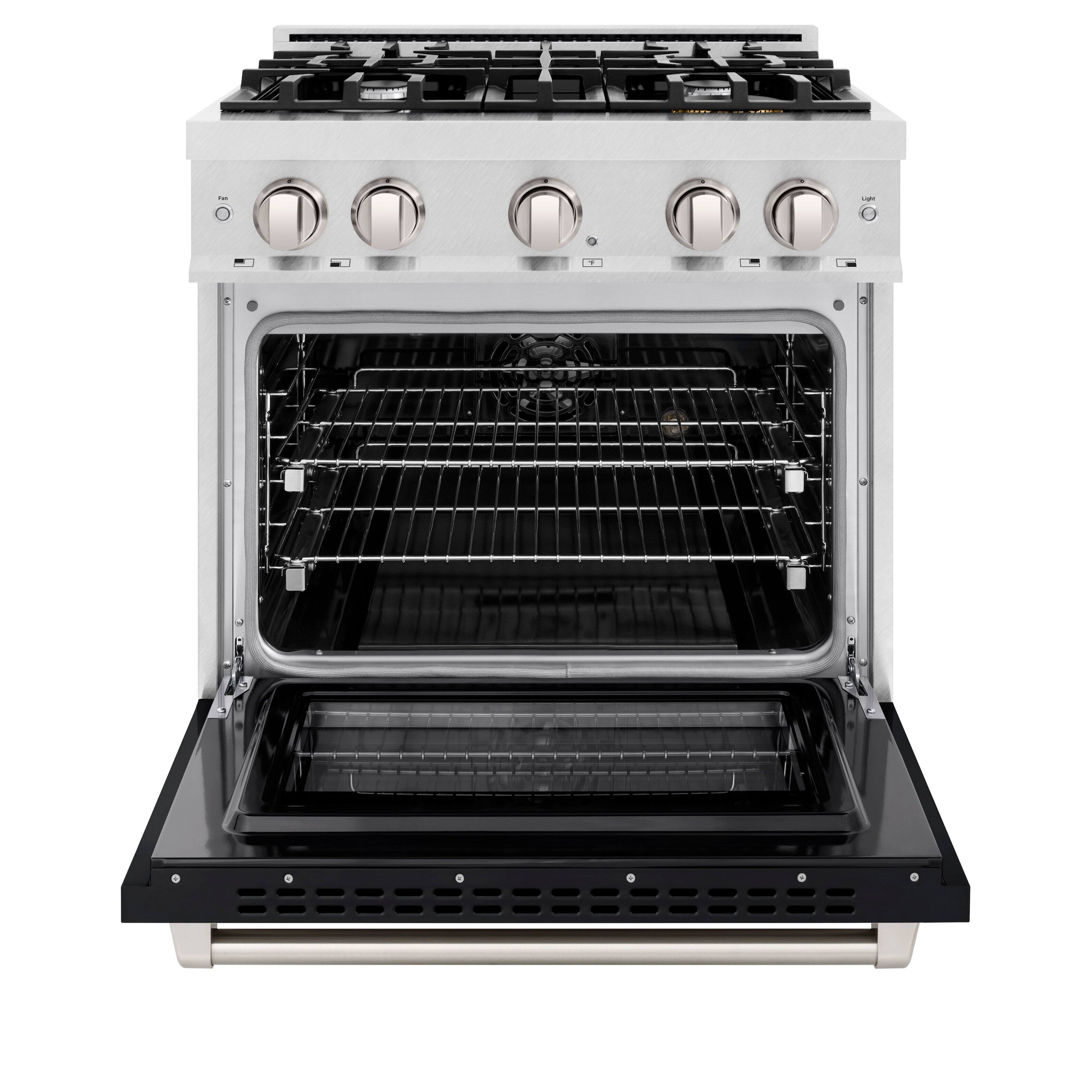 ZLINE 30" Select Dual Fuel DuraSnow® Range w/ 4 Burner Cooktop & Black ...