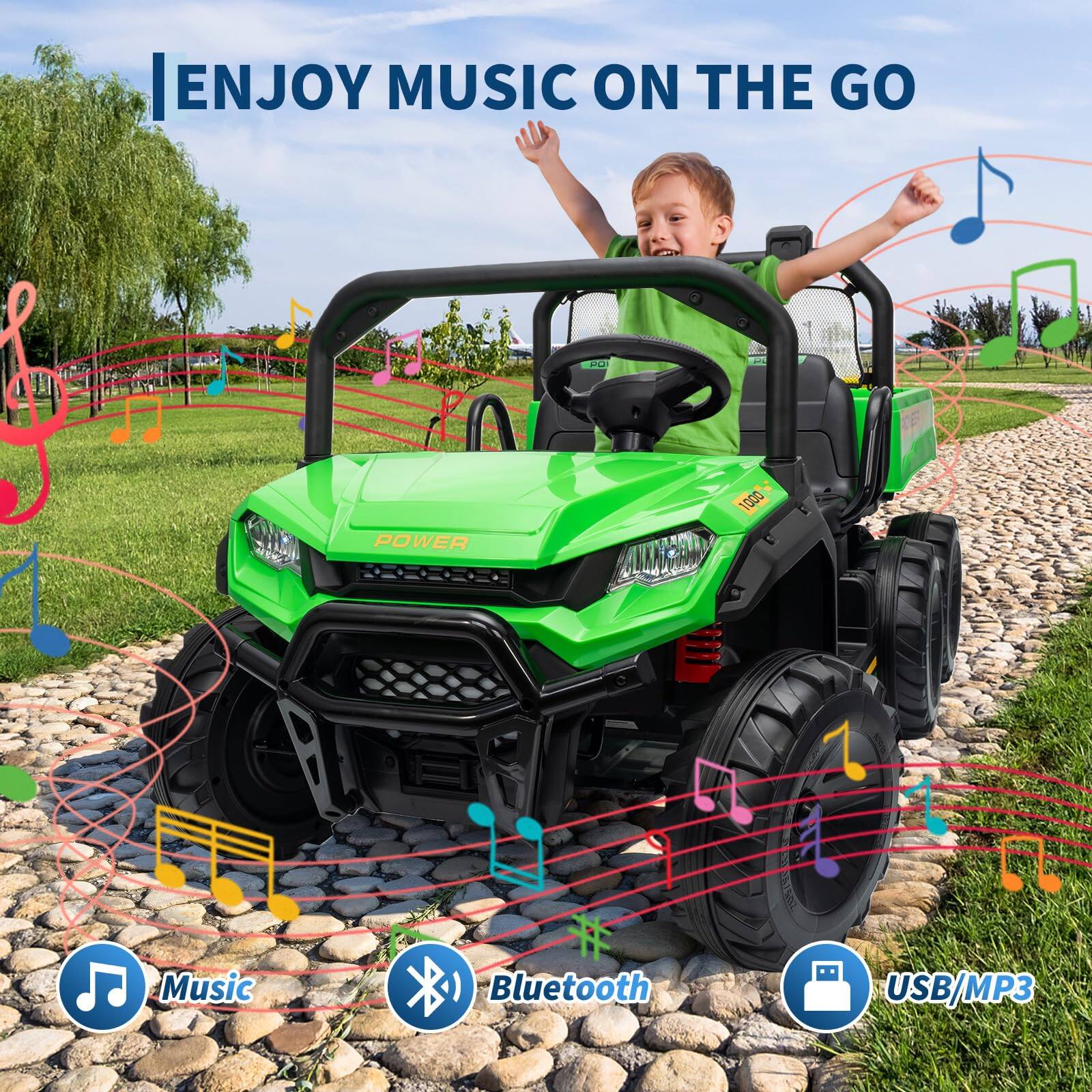 GARVEE 24V 4WD Ride on Dump Truck for Kids, 2 Seater Electric Off Road ...