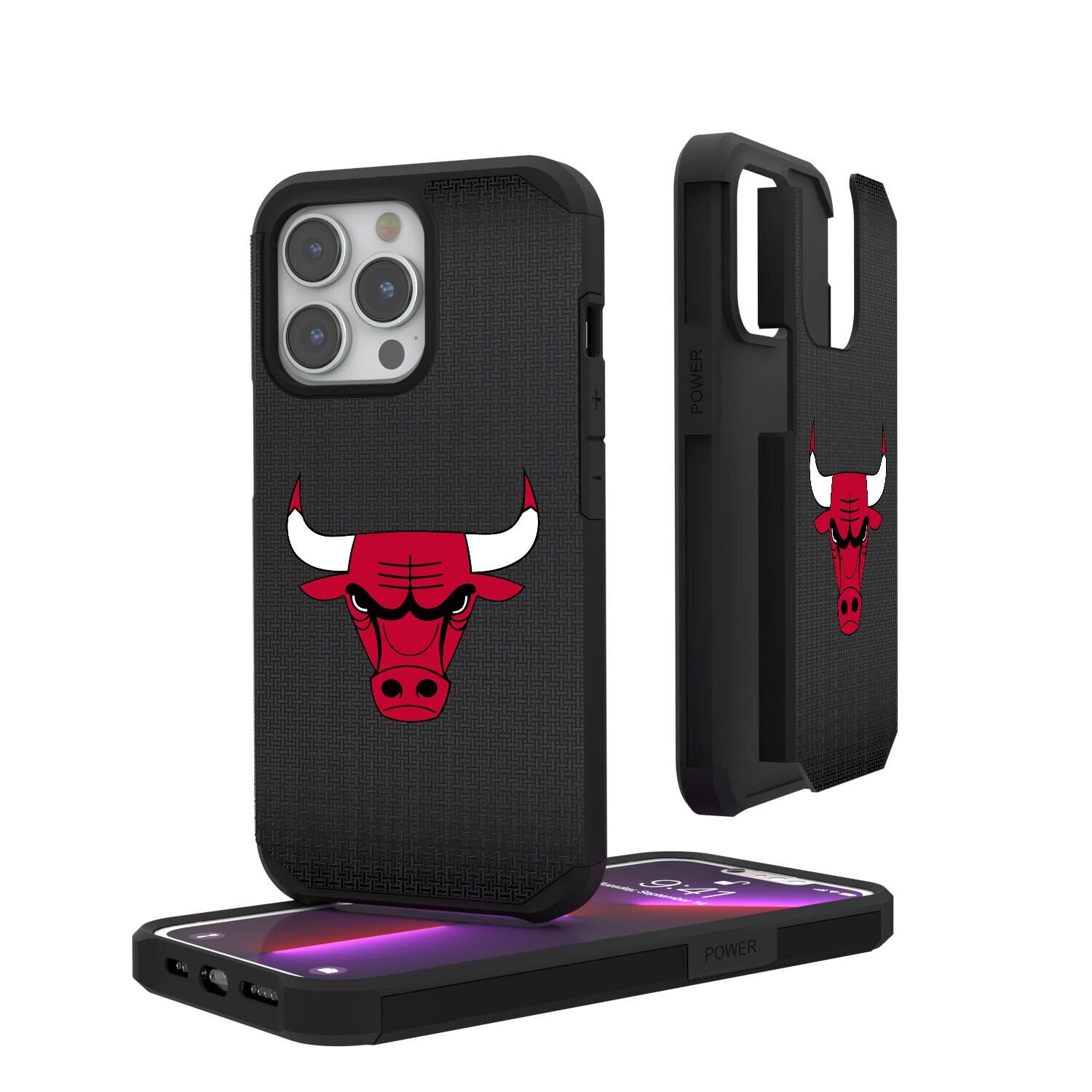 Keyscaper NBA Chicago Bulls Linen Logo iPhone Rugged Case 16 Pro Black ...