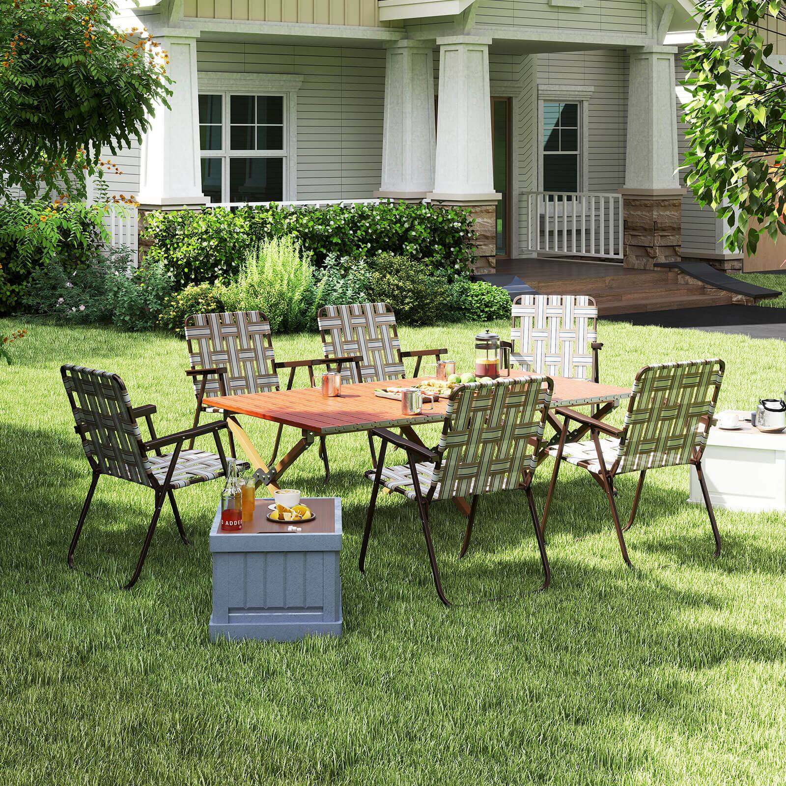 Costway Folding Beach Chairs Set of 2 with Armrests for Adults Loads up ...