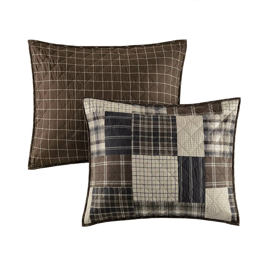 Gracie Mills Otha 3 Peice Plaid Reversible Quilt Set Black/Brown 8806-31PM - Best Buy