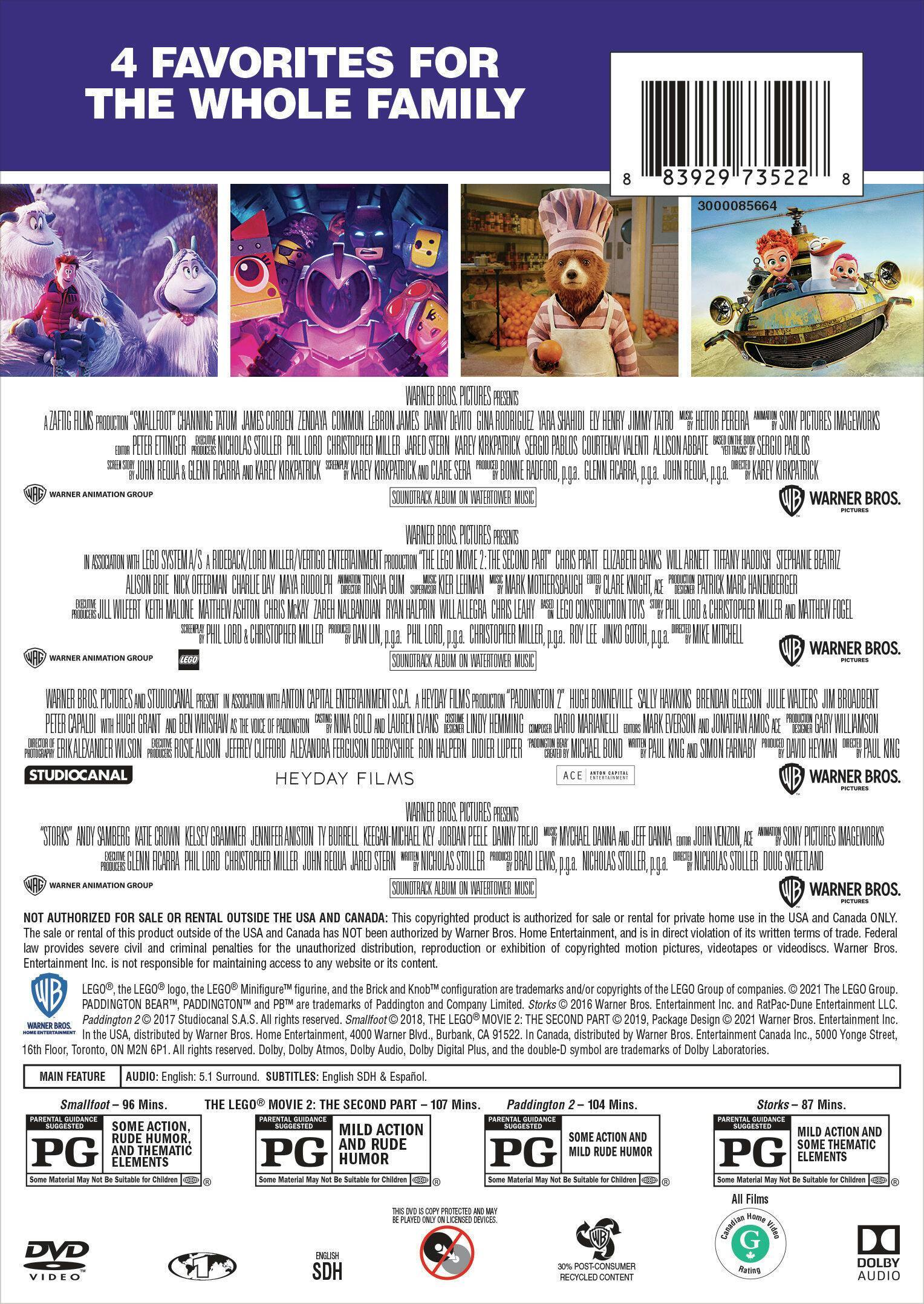 Smallfoot/The LEGO Movie 2/Paddington 2/Storks [DVD] [Standard] - Best Buy