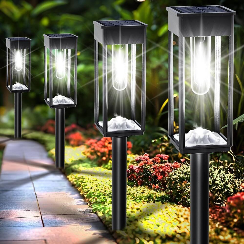 RTMB Eight Pack of 6500K LED Auto On/Off Solar Pathway Lights Cool ...