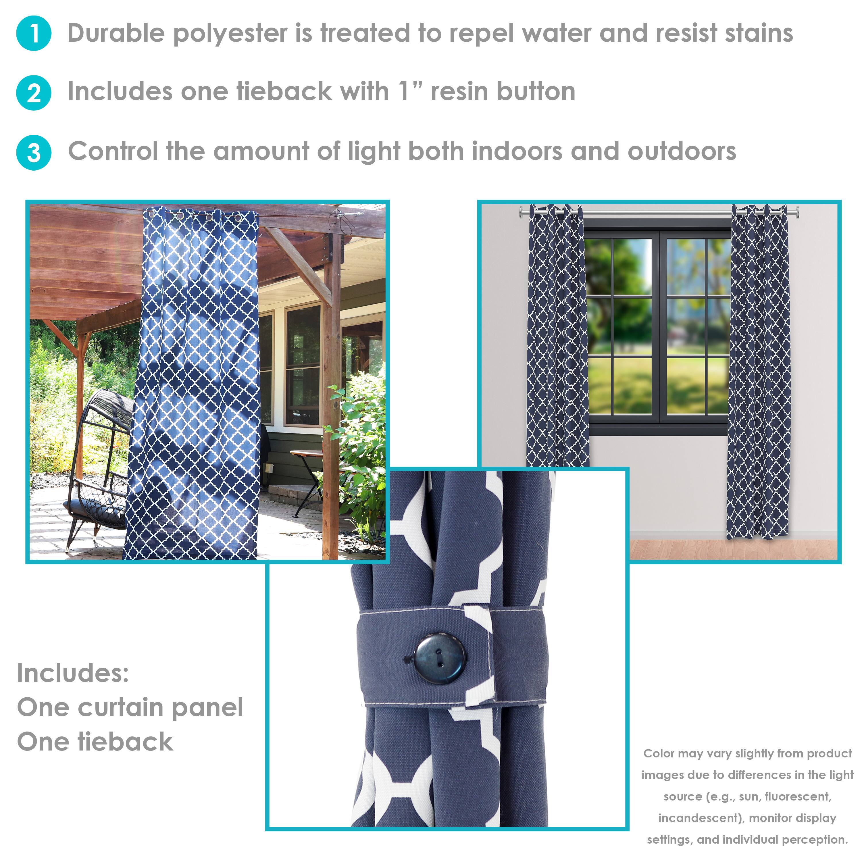 Sunnydaze Indoor and Outdoor Curtain Panel 52 in x 108 in Blue ...