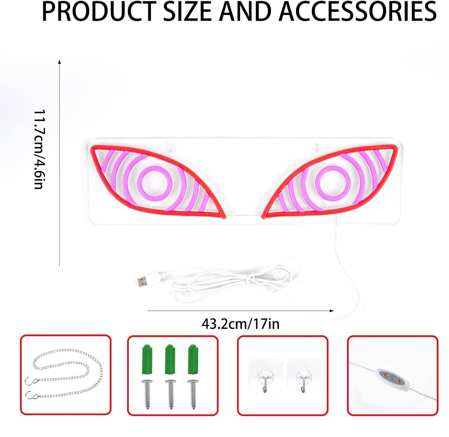 Auledio Anime Eye Neon Sign for Wall Decor, LED Dimmable Spiral Eye ...