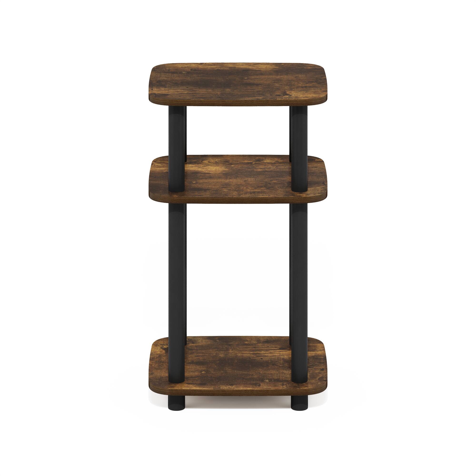 Furinno Just 3 Tier Turn N Tube Curve End Table, Side Table, 1 Pack Amber Pine/Black 24413APBK ...
