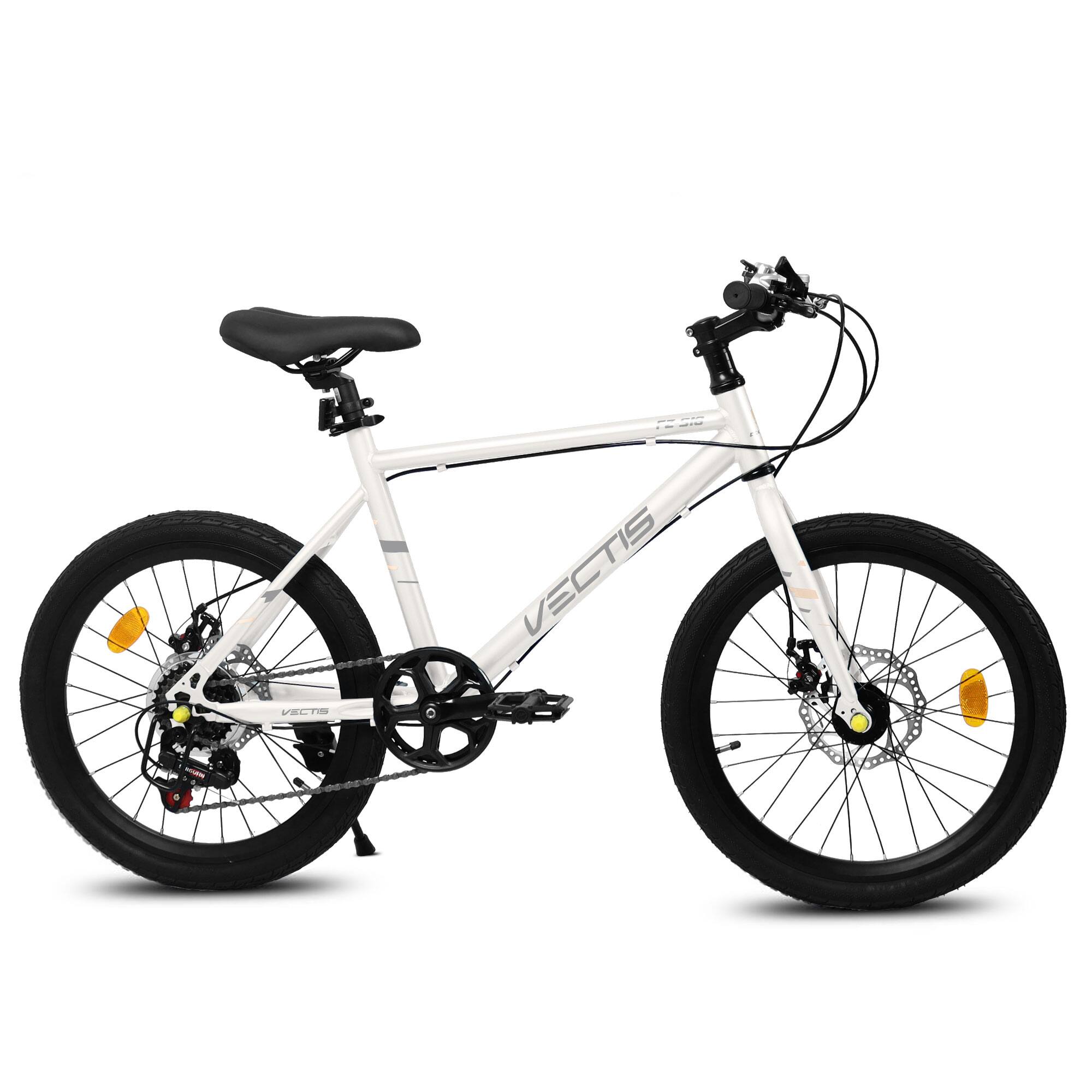 APRILSOUL 20 Inch Kids Bike 7 Speed Steel Frame Dual Disc Brakes 4 Colors White SF-WO ...