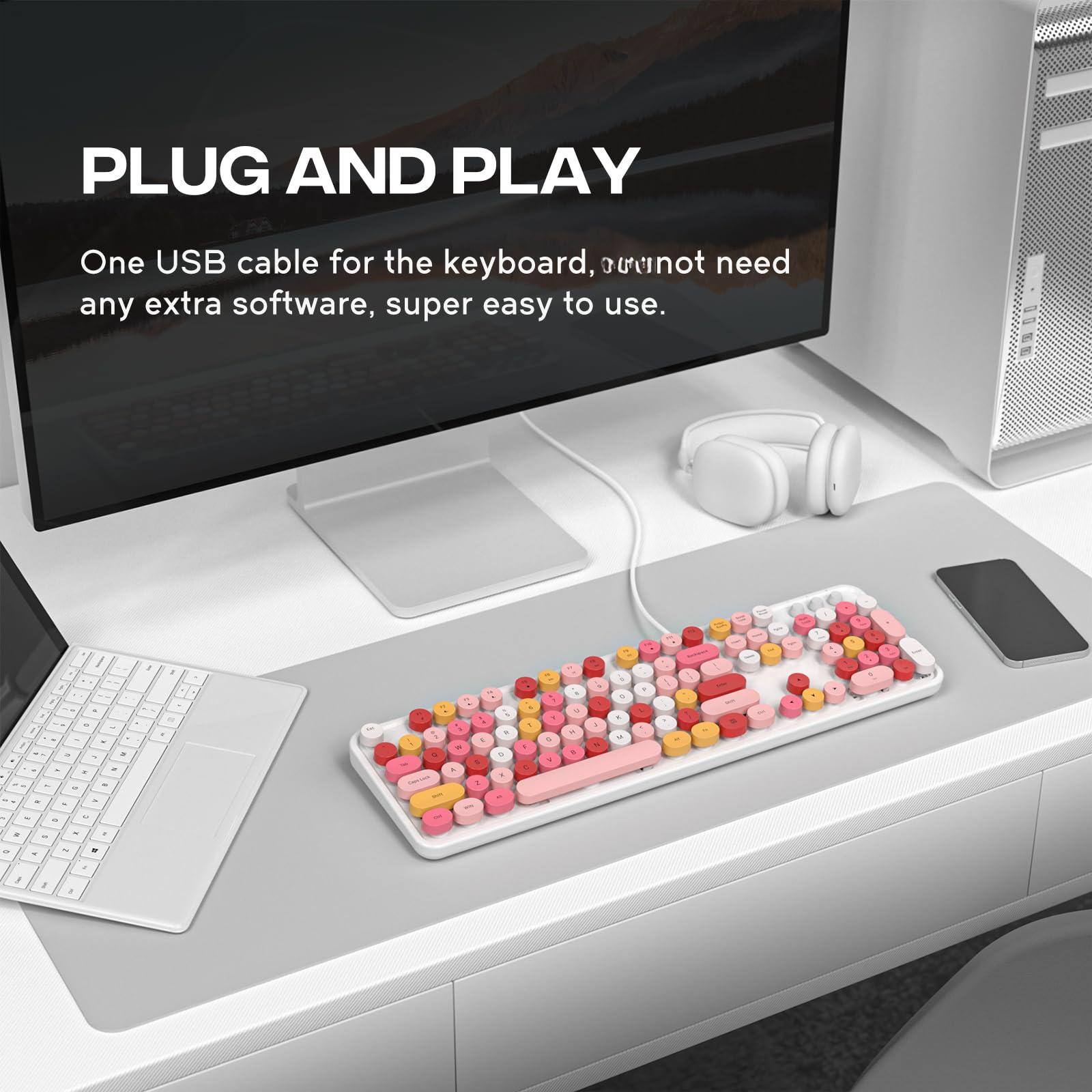 Stamp n Camp Wired Computer White Colorful Full Size Round Key ...