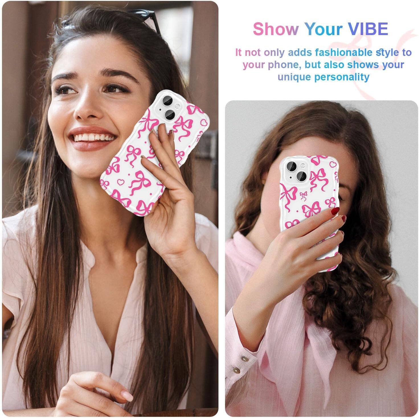 Schertz Cute Heart Bow iPhone 14 Case – Clear Soft Shell with Aesthetic ...