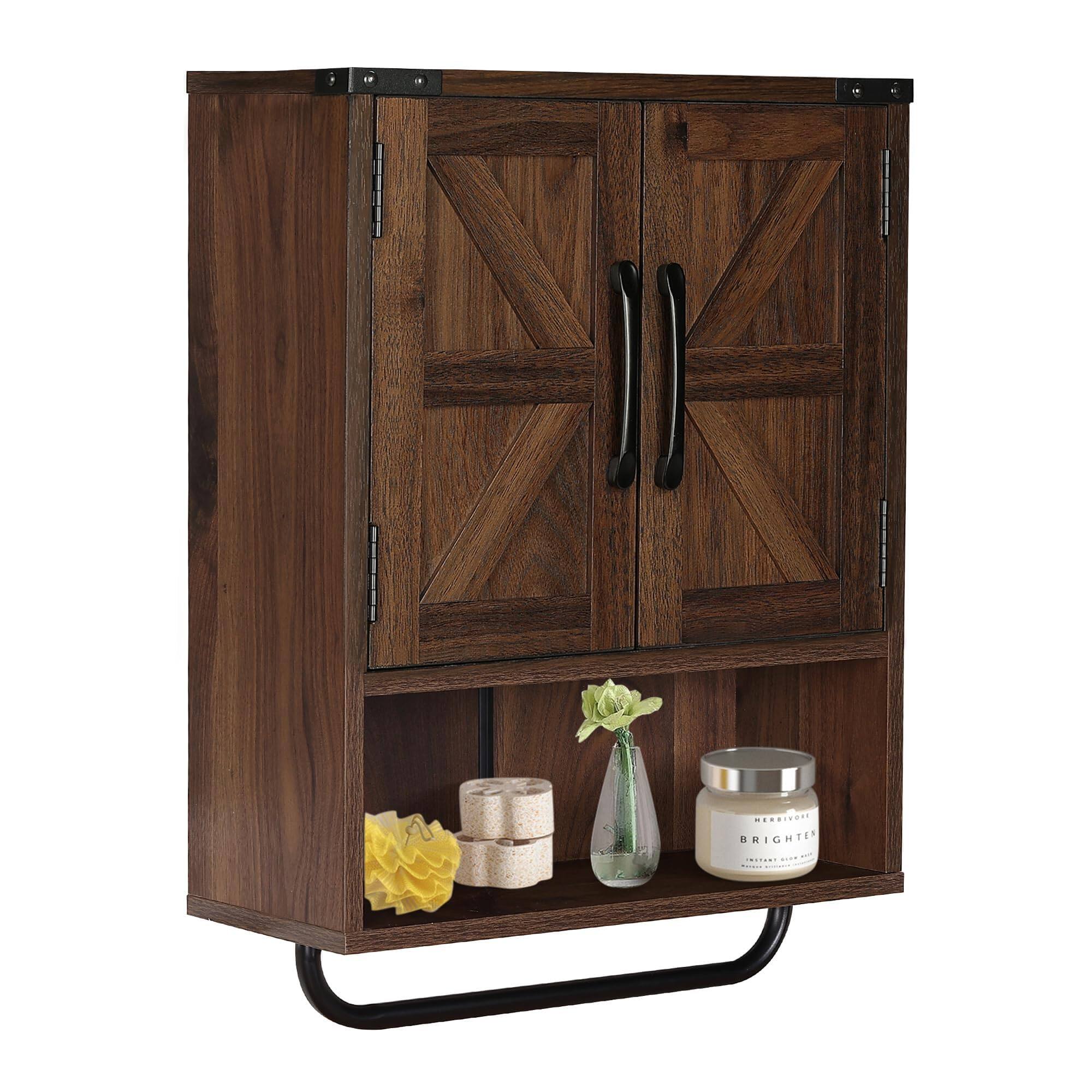 Hirose Alice Wall Storage Cabinet With Two Barn Door Mounted Shelf And ...